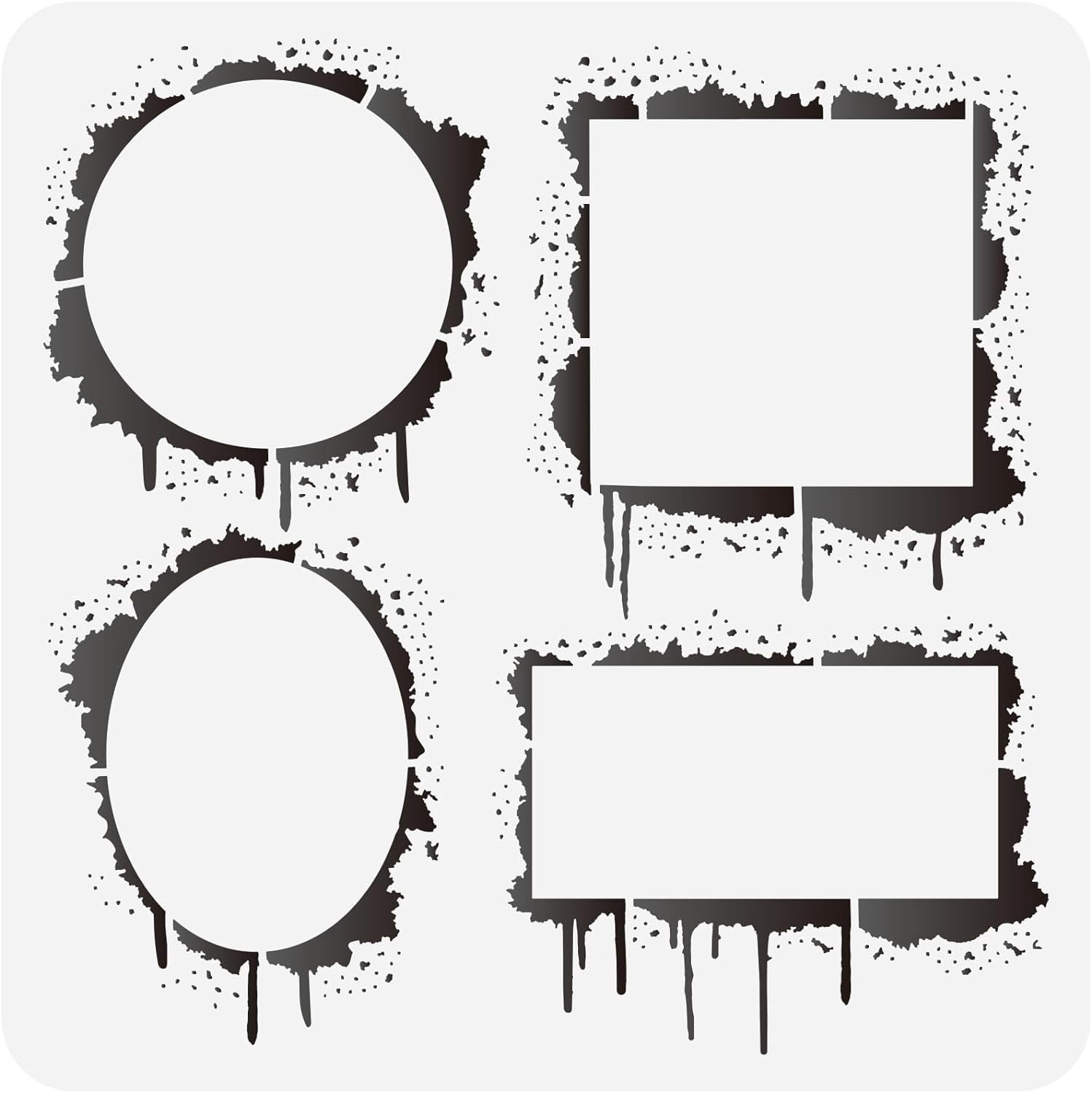 Plastic 4 Styles Ink Splatter Frame Painting Stencil 11.8x11.8inch ...