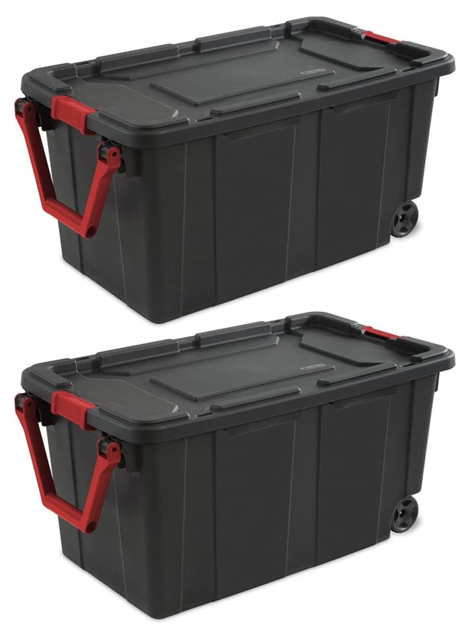 Plastic 40 Gallon Lidded Home Storage Bins, Durable Stackable Industrial Storage Containers Tote ...