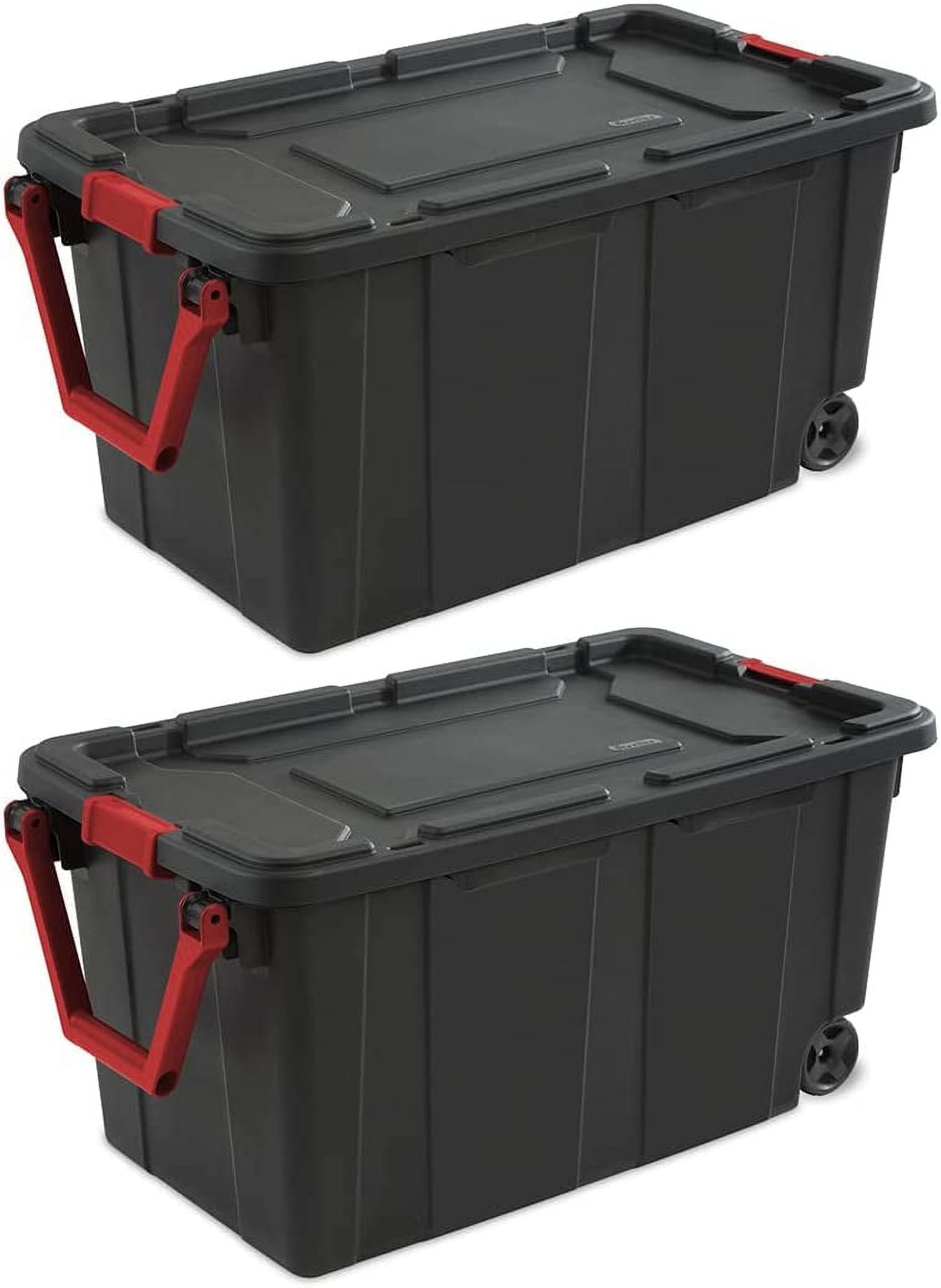 Plastic 40 Gallon Lidded Home Storage Bins, Durable Stackable ...