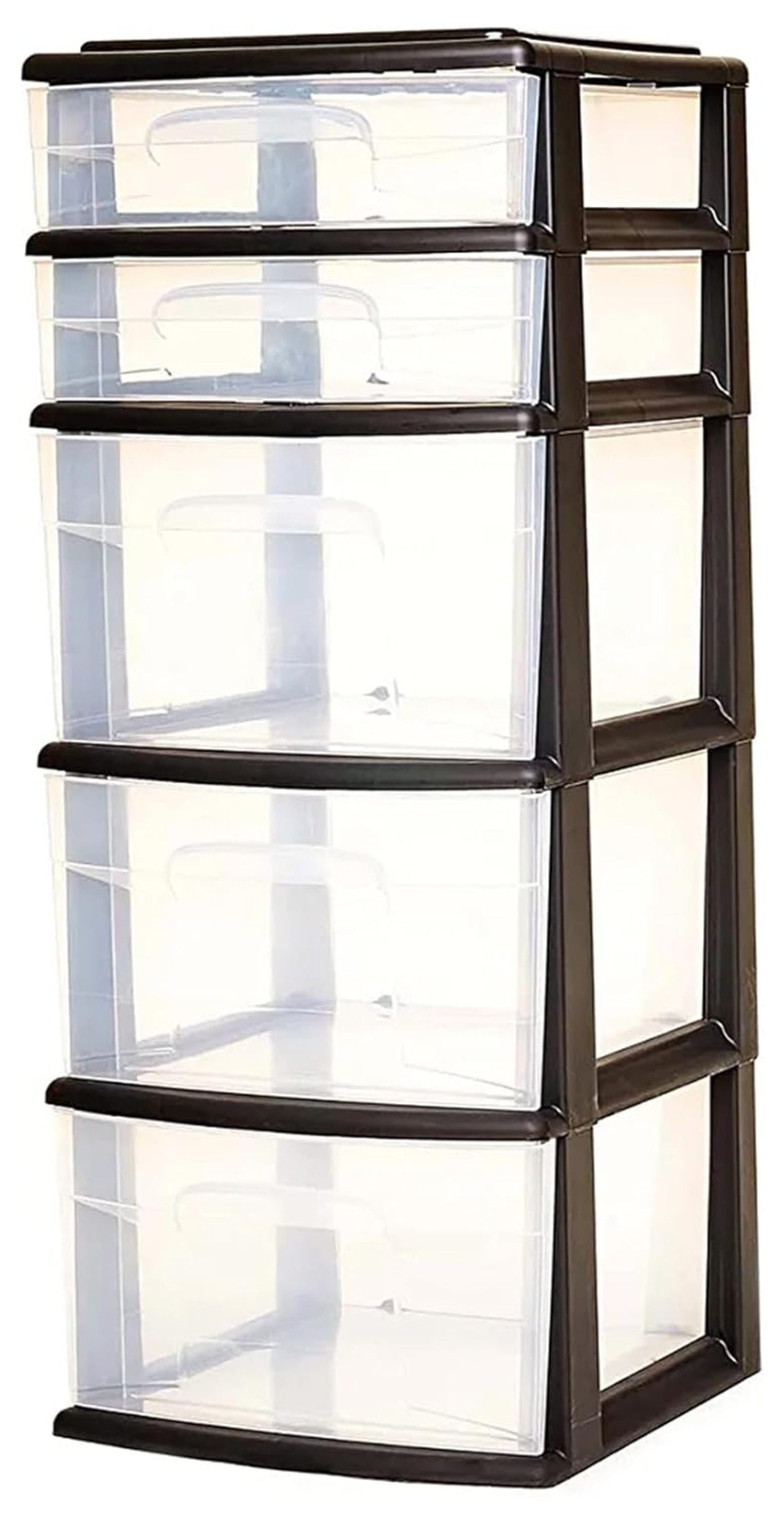 Plastic 5 Clear Drawer Medium Home Organization Storage Container Tower ...