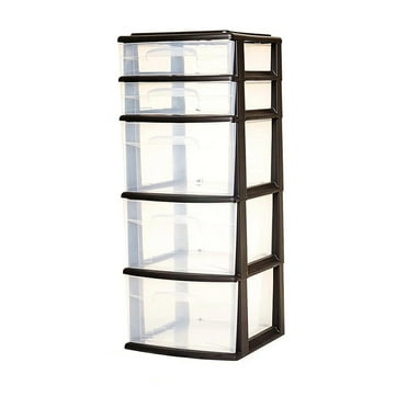 Homz Clear Plastic 3 Drawer Medium Home Storage Tower w/Wheels (2 Pack ...