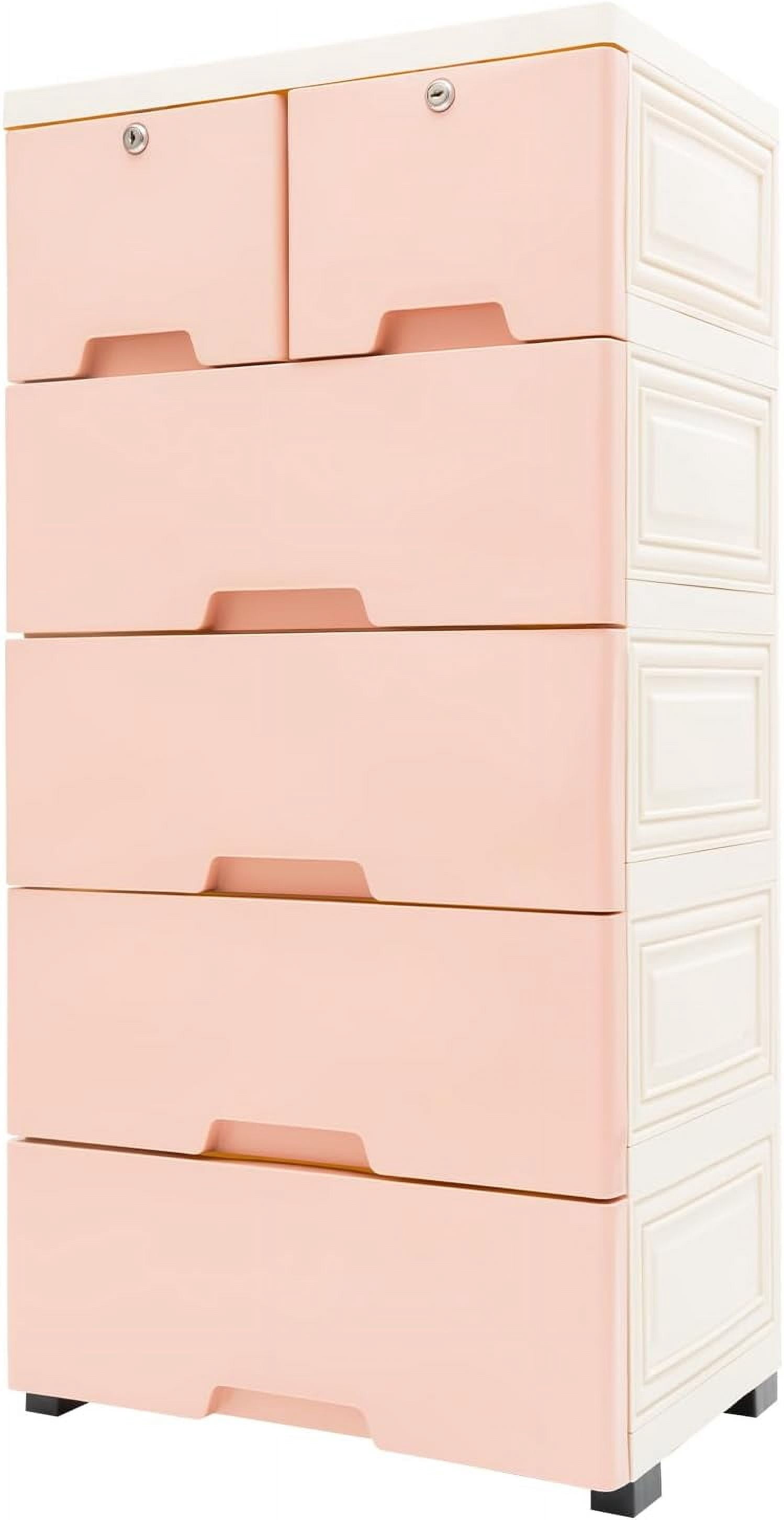 Plastic 5-Layer Drawers Dresser, 6 Drawers Blue Storage Stand Tower ...