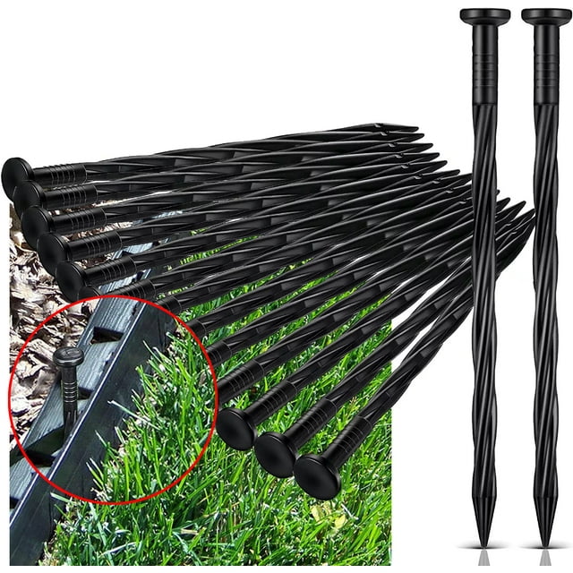 Plastic 50PCS Spiral No Dig Landscape Edging Stakes Garden Anchoring ...