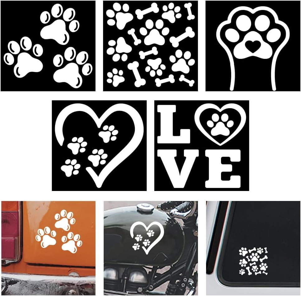 Plastic 5Pcs Paw Print Vinyl Decal Car Sticker Self Adhesive Paw Print ...
