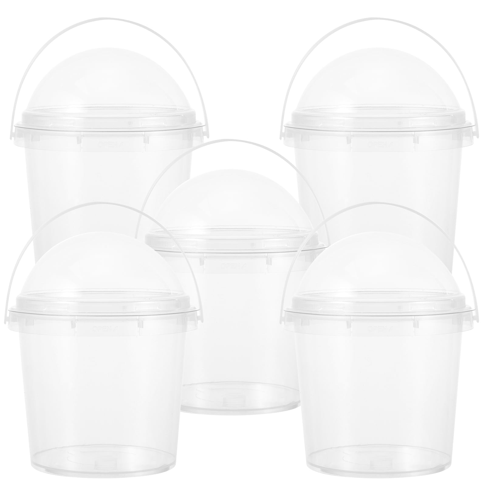 Plastic 5pcs Small Clear Bucket with Lid Food Safe Bucket Popcorn Ice ...