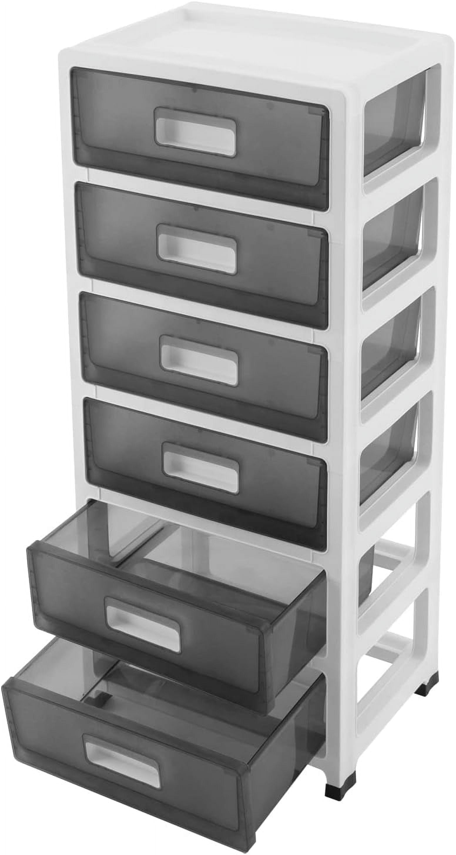 Plastic 6-Drawer Organizer Clear Desktop Drawers with Paper Tray Top ...