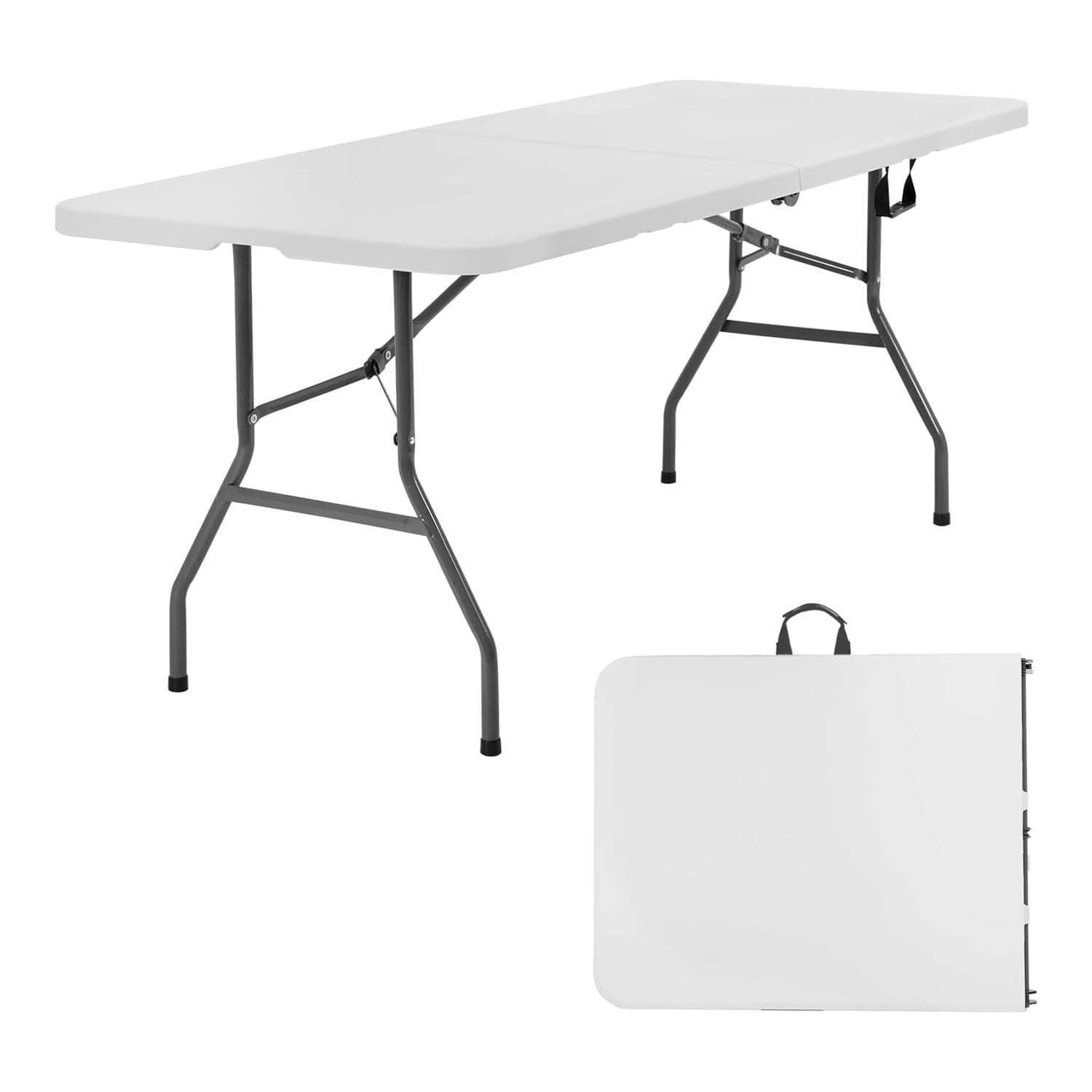 Plastic 6ft Folding Tables, Half Portable Foldable Table with Side Lock ...