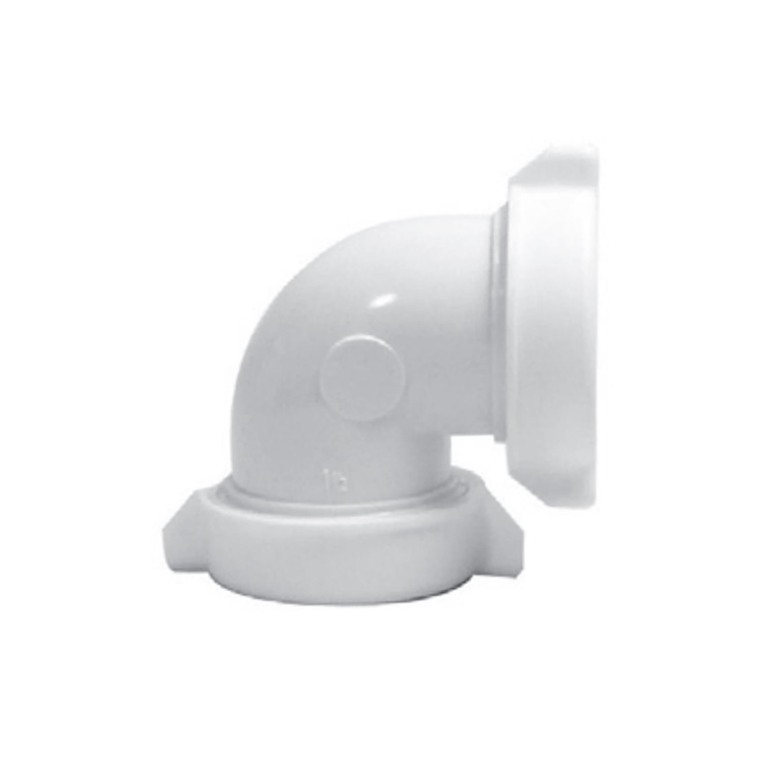 Plastic 90° Slip Elbow 1-1/2" White Slip Elbow W/Nut and washer ...