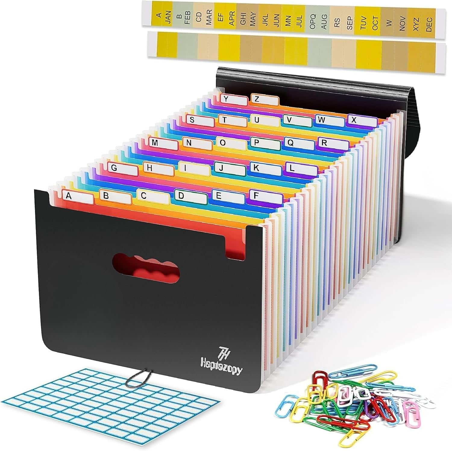 Plastic Accordion File Organizer, 26 Pockets Expandable File Folder ...