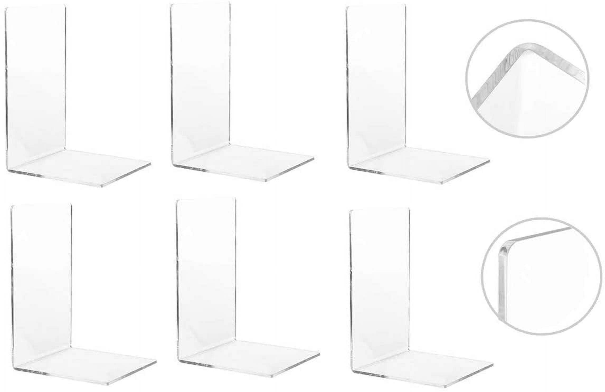 Plastic Acrylic Bookends Pair Organizer -Bookshelf Decor- Decorative ...
