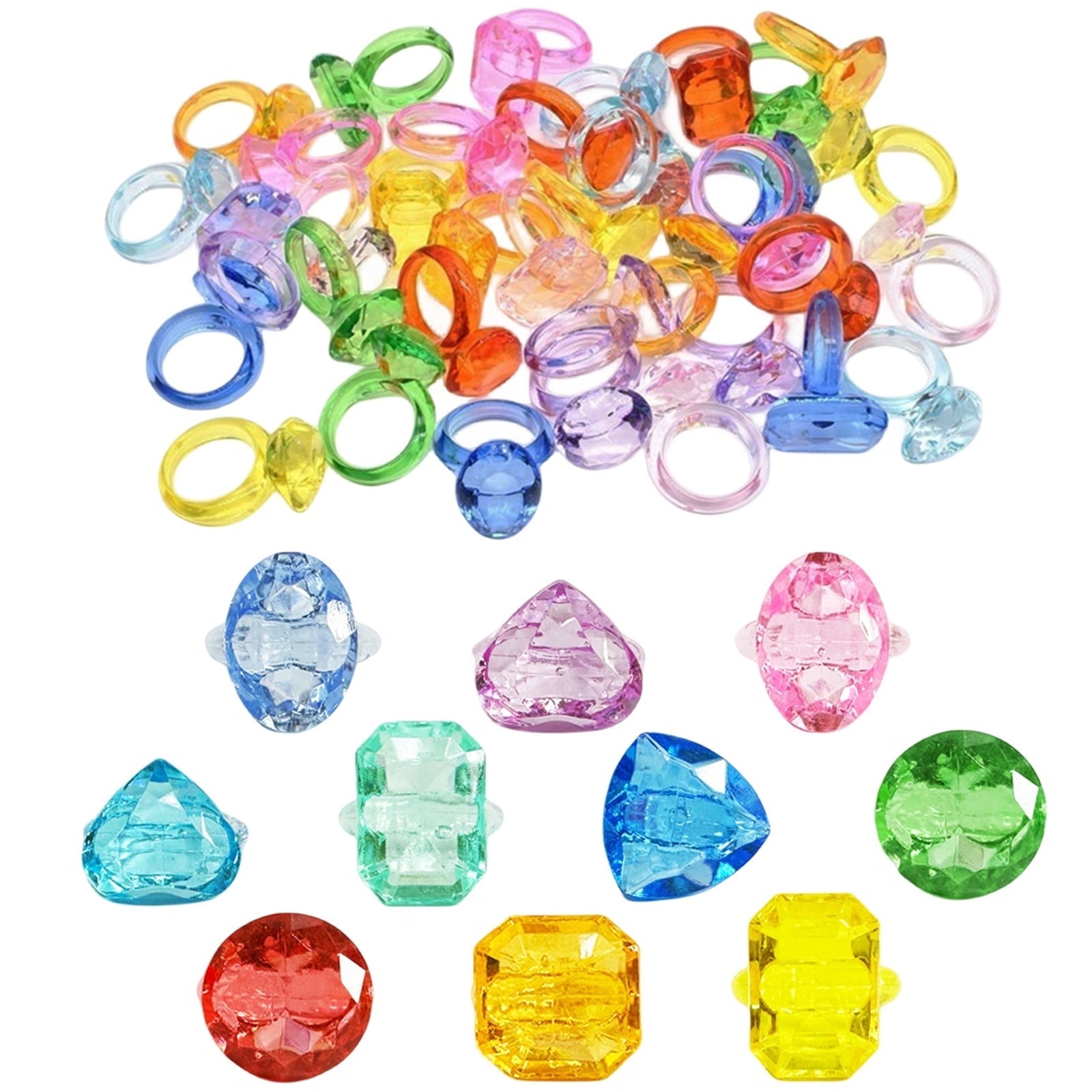 SPRMUD, Plastic Acrylic Rings, 100pcs, Assorted Shapes and Colors ...