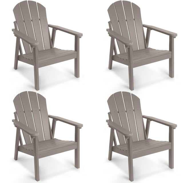 Plastic Adirondack Chair Set of 4, HDPE Weather Resistant Adirondack ...