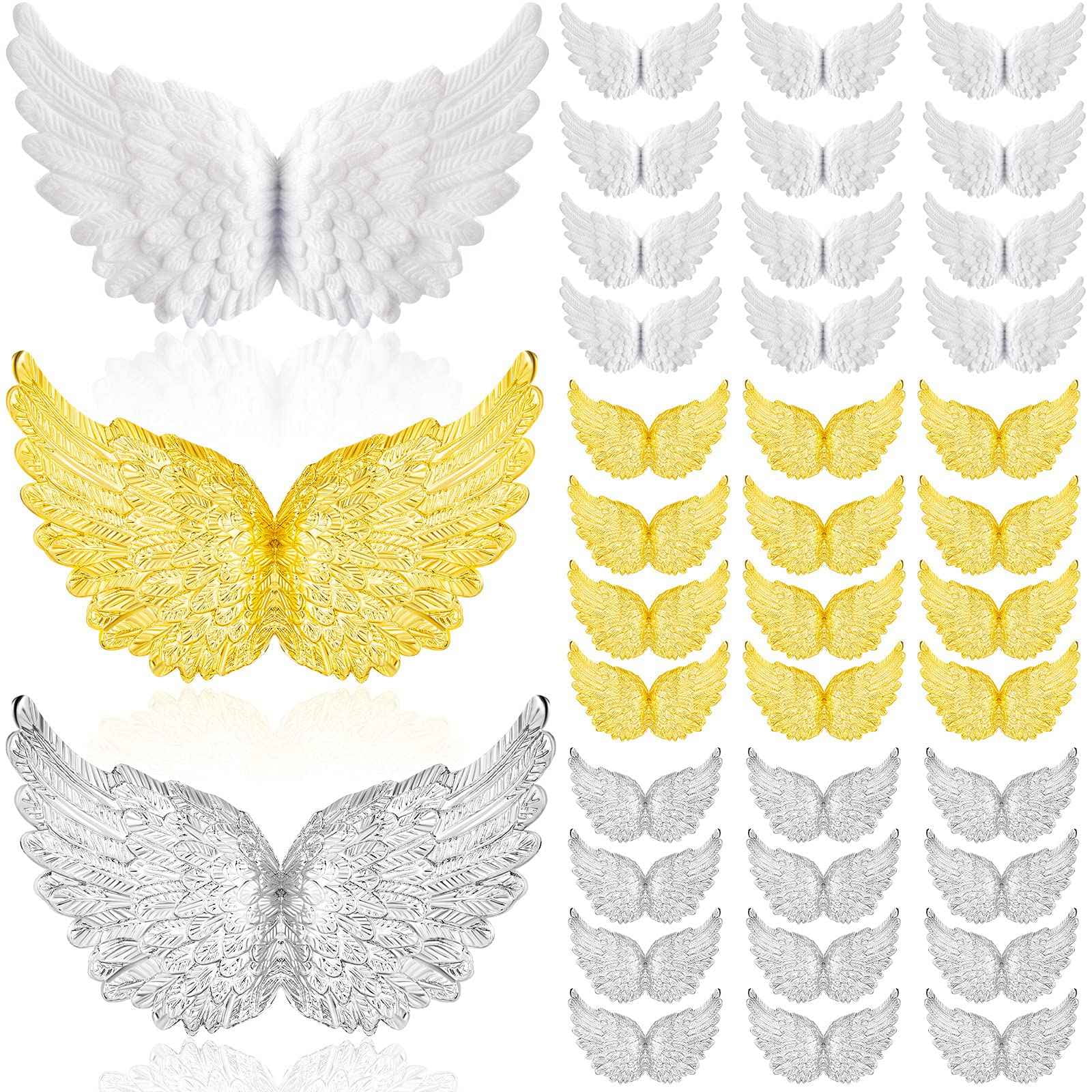 Plastic Angel Wings for Crafts,Mini 3D White Angel Wing Ornament ...