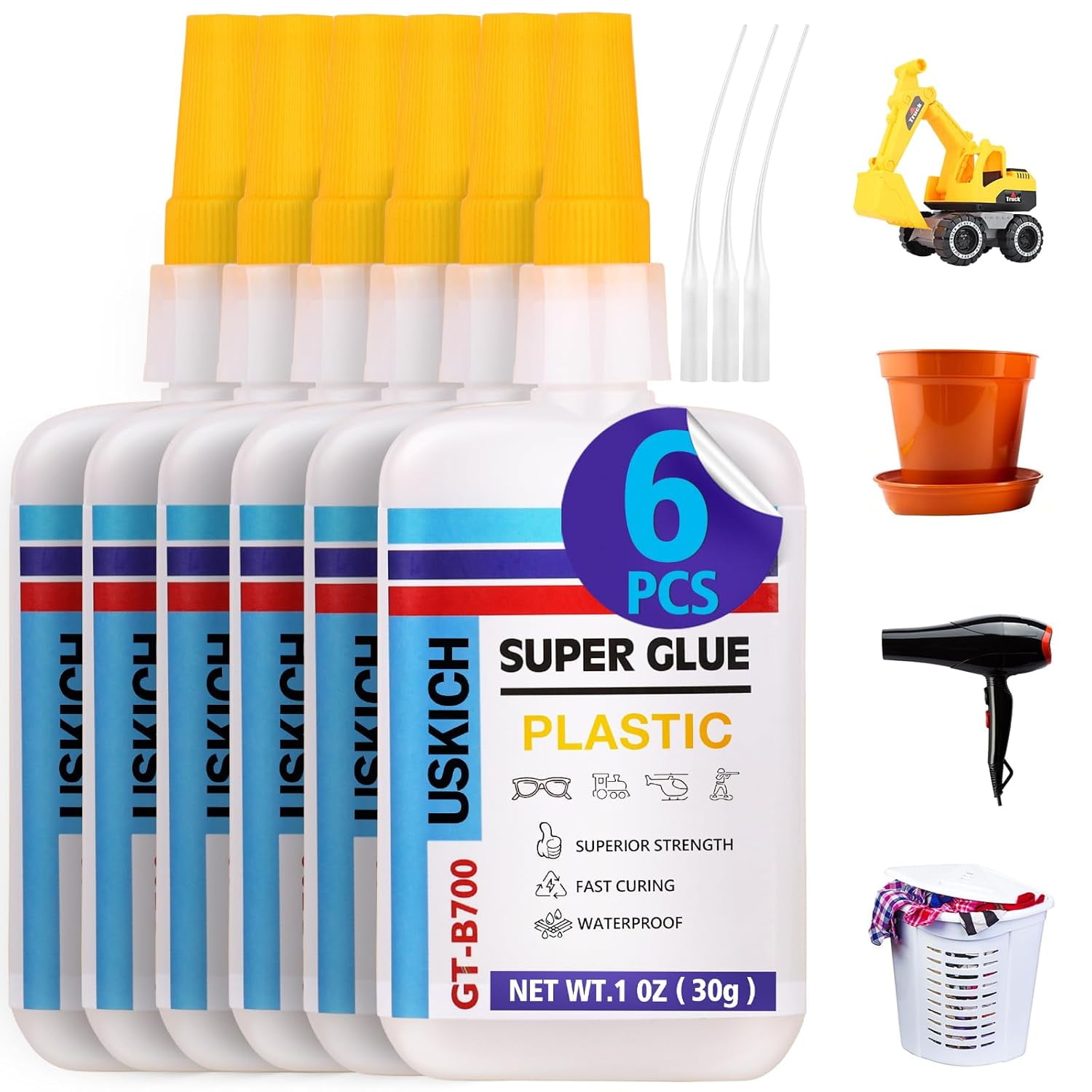 for Plastic with Anti Clog Cap. 6 x 1 fl oz,Plastic Glue- Adhesive CA ...