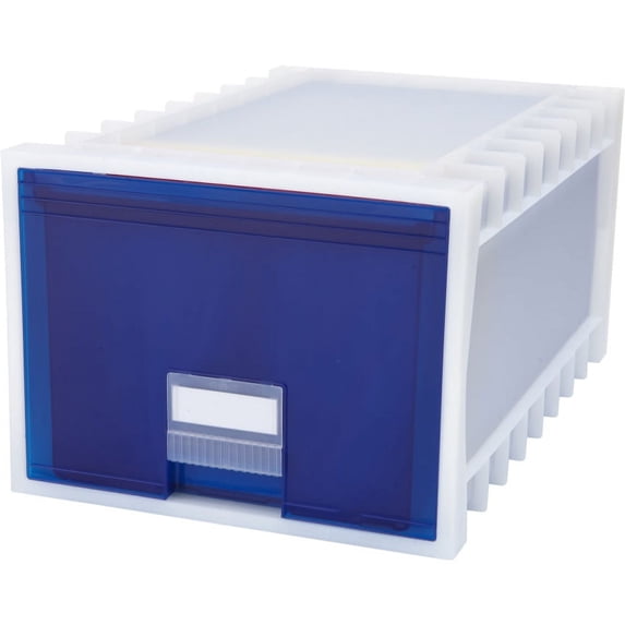 Plastic Archive Storage Box, Letter/Legal, 24-Inch Drawer, White/Blue ...