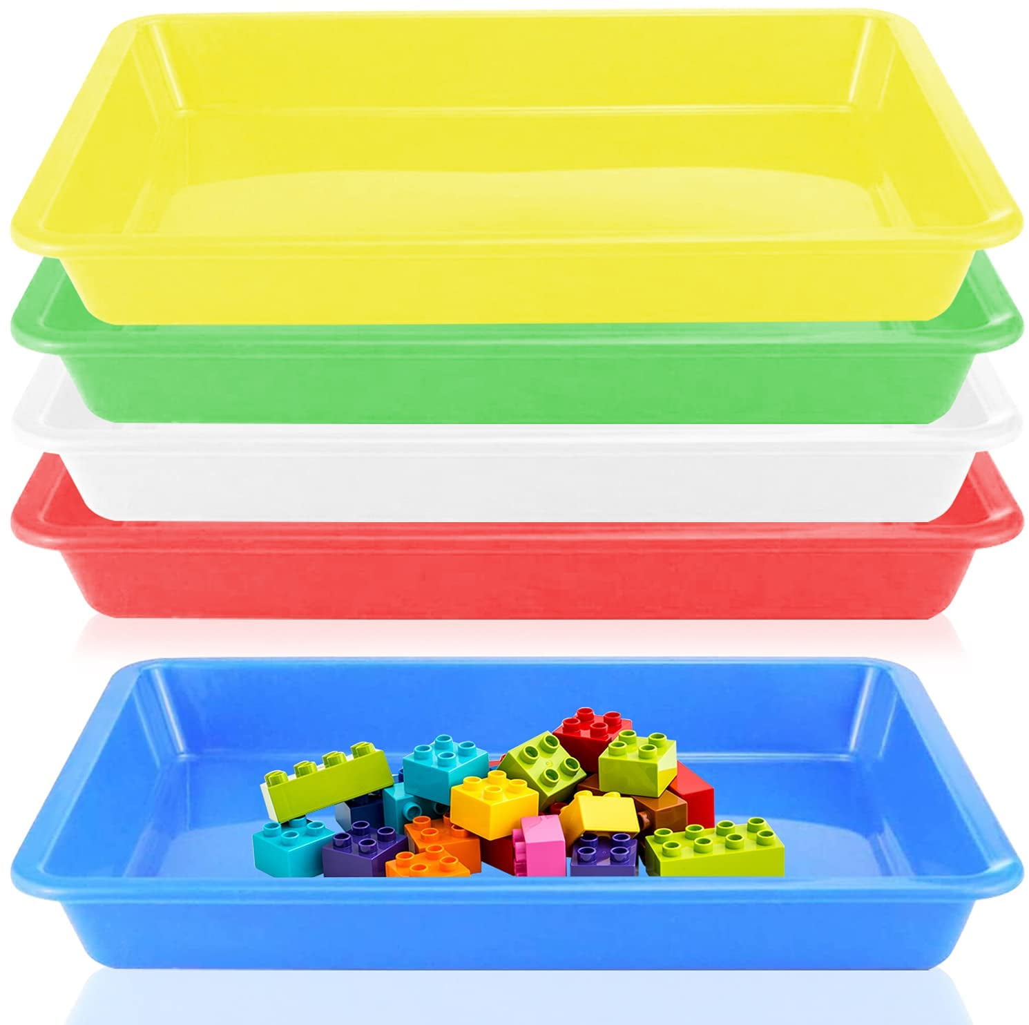 Plastic Art Trays, 5-Piece Stackable Activity Crafts Organizer Serving ...