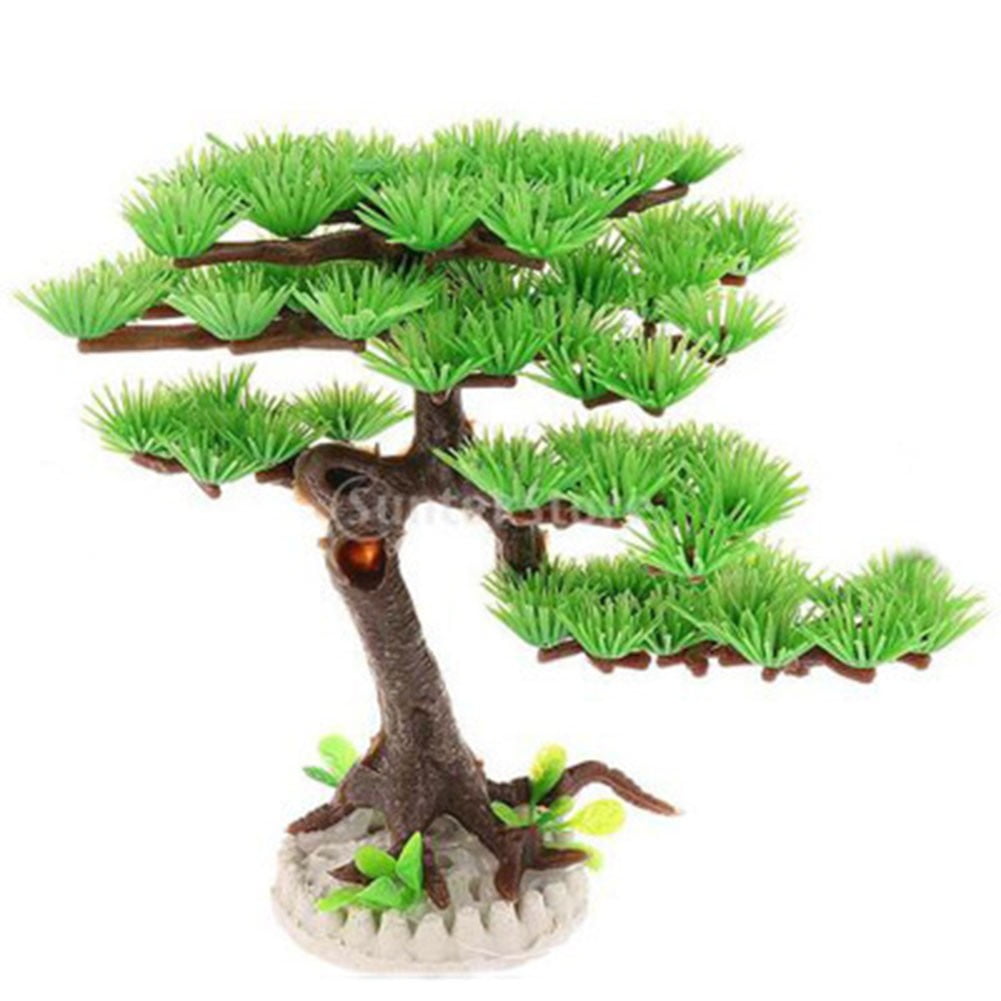 Plastic Artificial Pine Tree Simulation Fake Green Plant Bonsai Potted ...