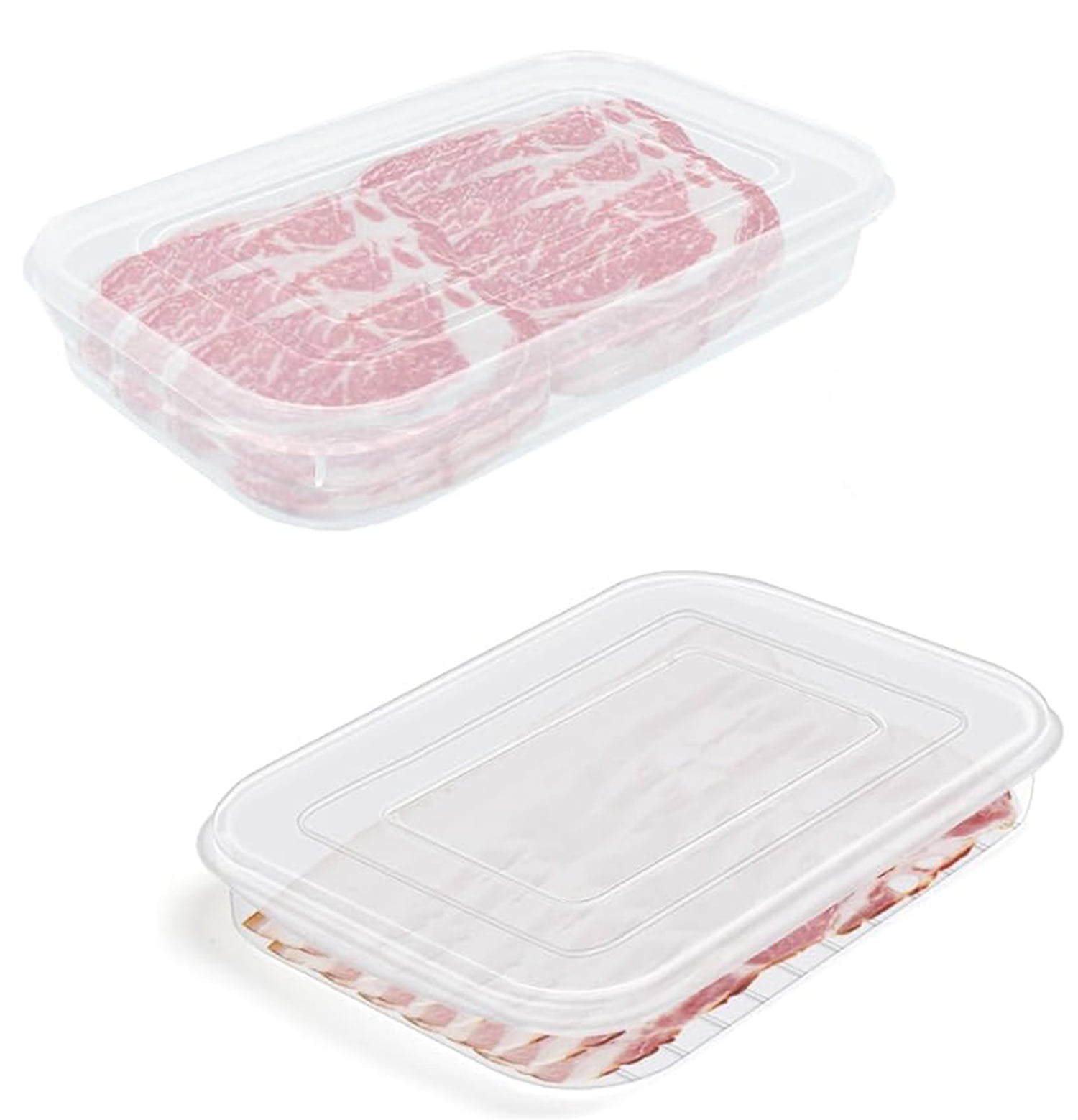 Plastic Bacon Storage Containers with Lids,Bexikou 2 Pcs Deli Meat ...