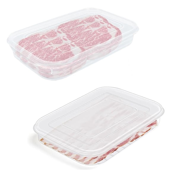 Plastic Bacon Storage Containers with Lids,Bexikou 2 Pcs Deli Meat ...