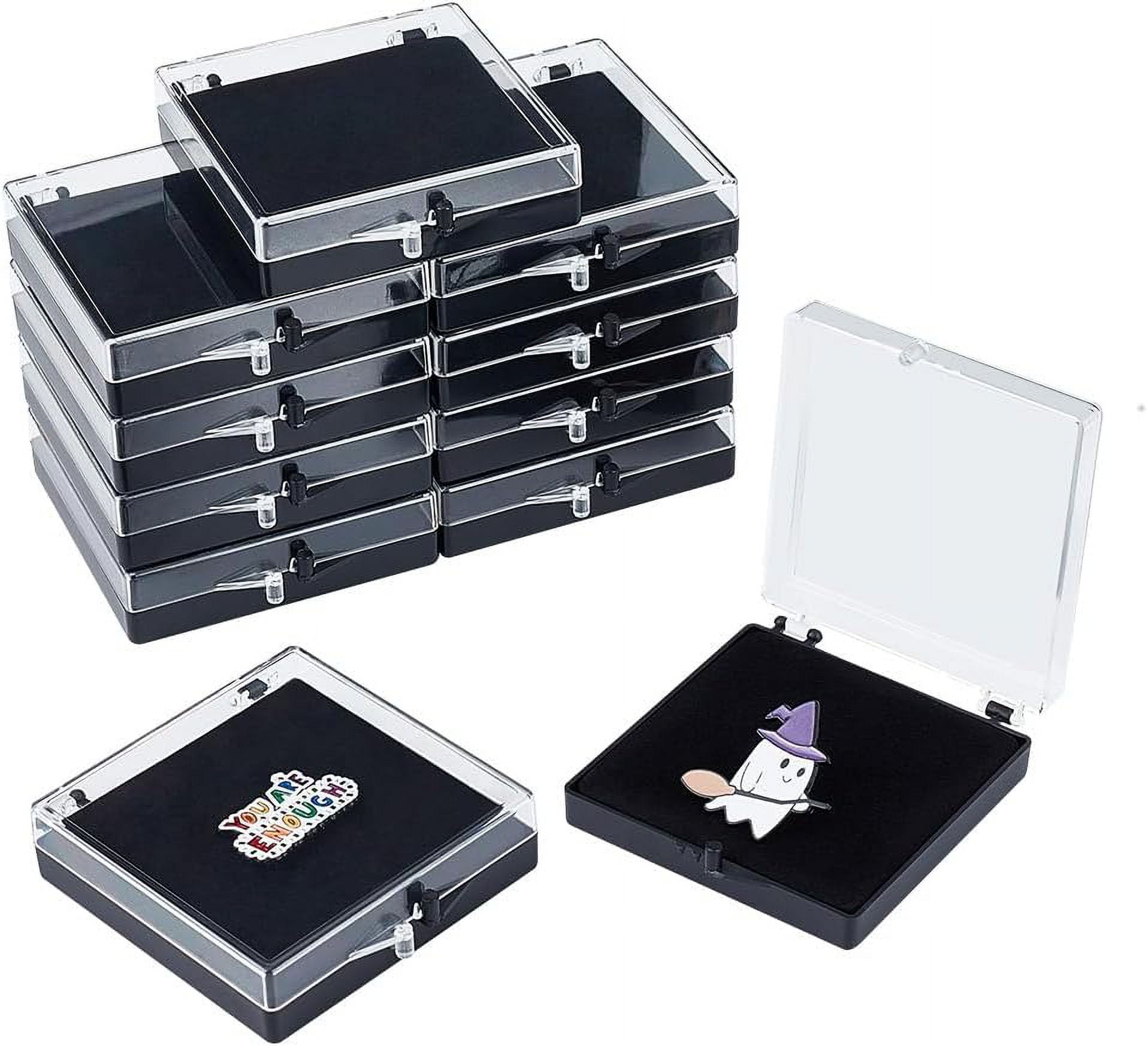 Plastic Badge Storage Gift Box with Black Tray Square 7.8x6.9x1.95cm ...