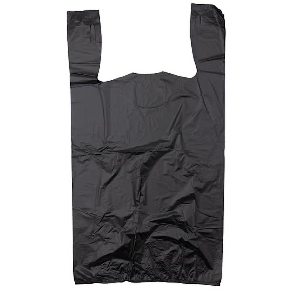 Plastic Bag-Black Plain Embossed T-Shirt Bag 11.5"x6.5"x21.5" 13 mic ...