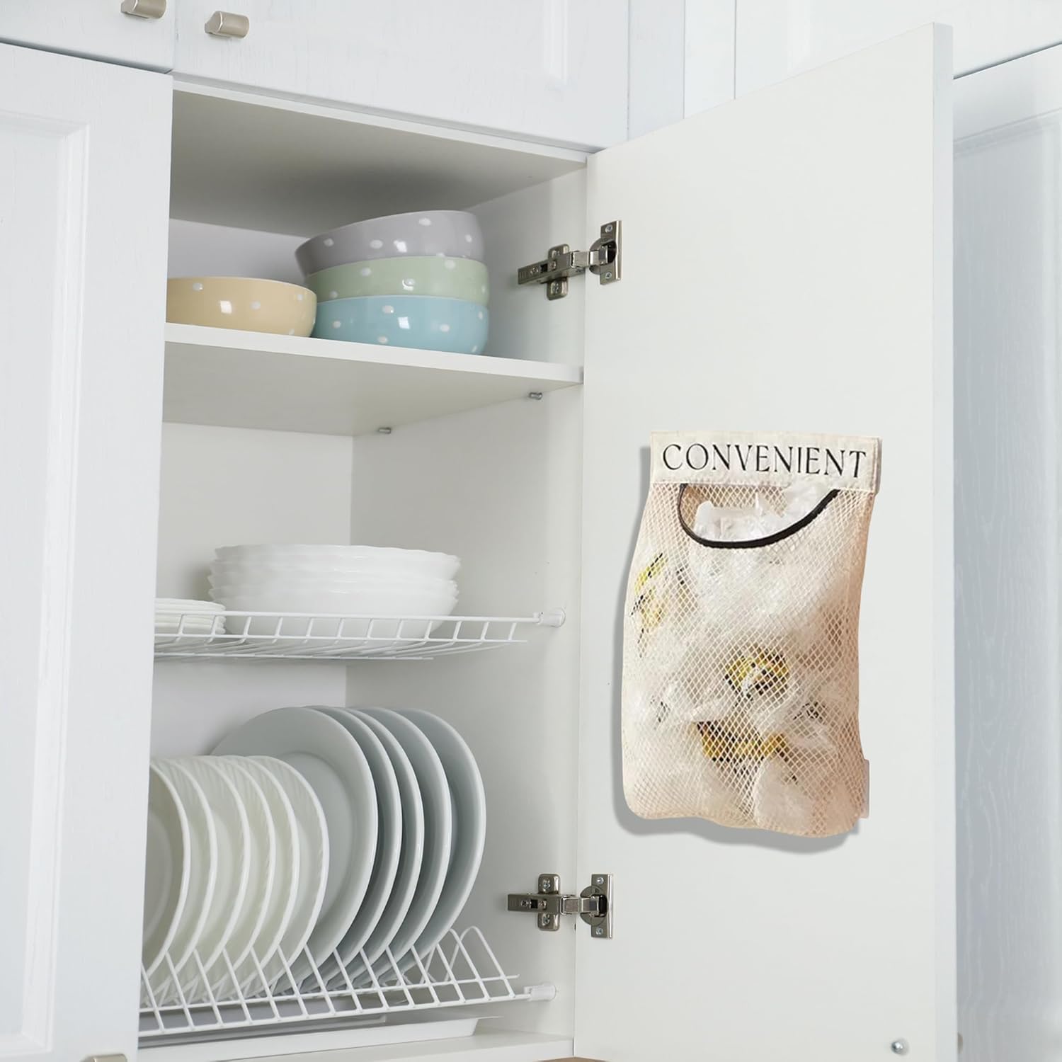 Plastic Bag Holder, Mesh Storage Net Trash Bag Organizer Dispenser ...