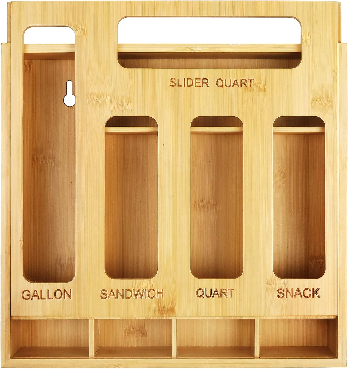 Plastic Bag Organizer for Drawer, Bamboo Food Storage Bags Container ...