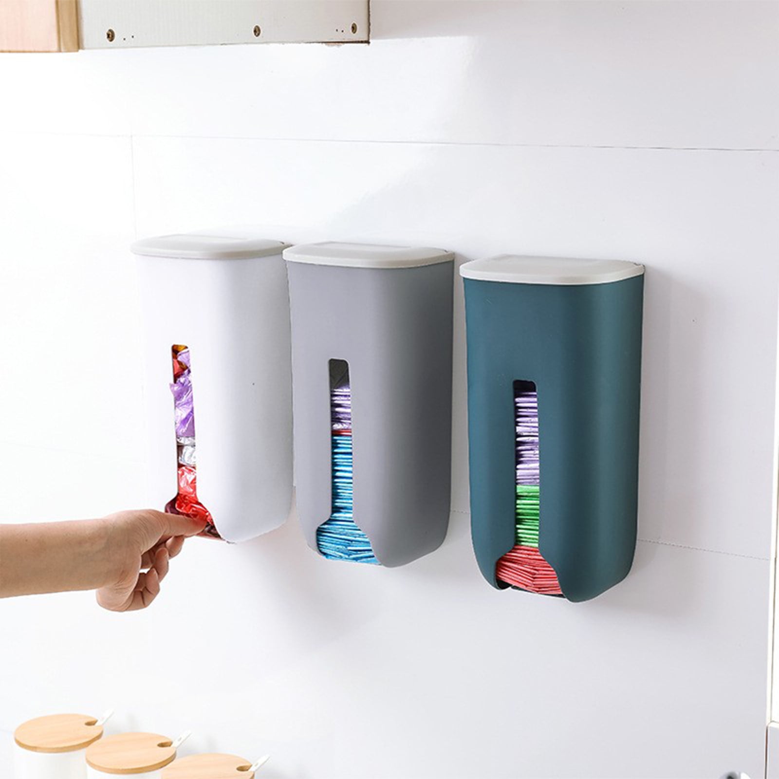 Plastic Bag Storage Box Kitchen Wall-mounted Garbage Bag Box Extraction ...