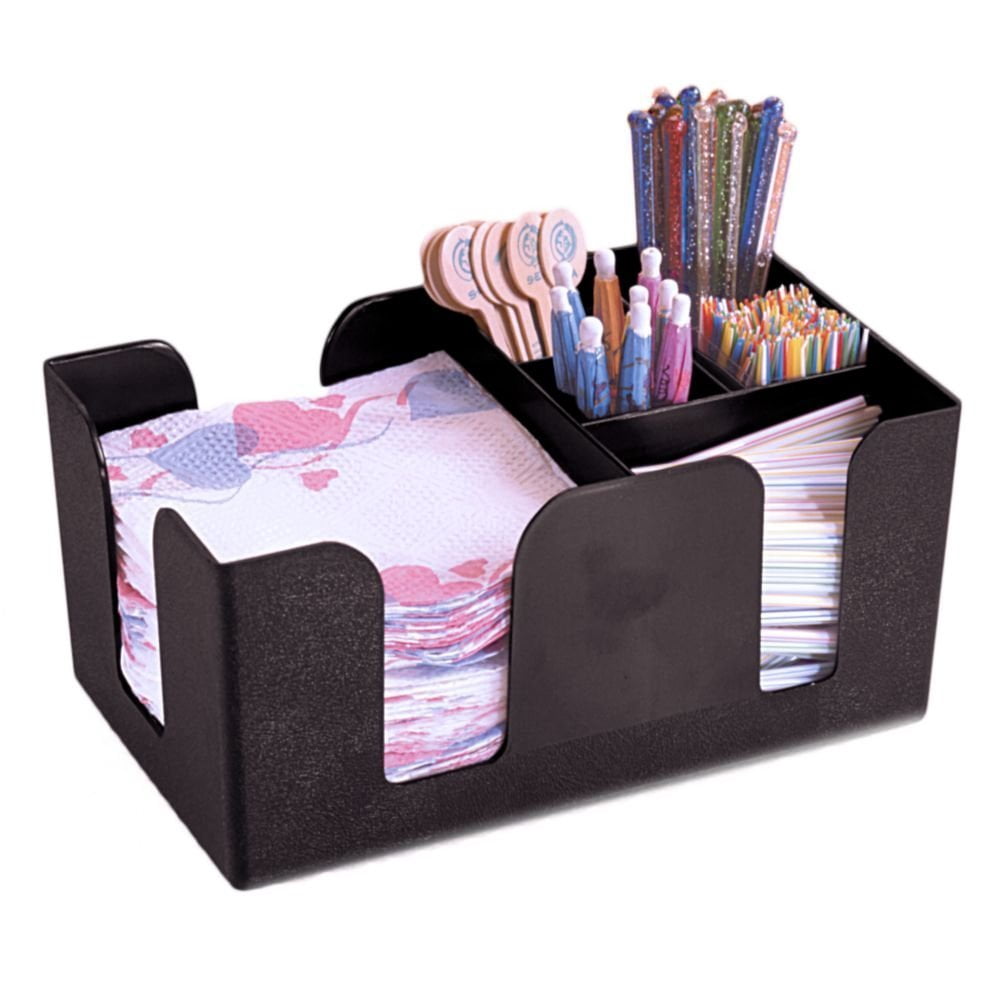 Plastic Bar Organizer with 6 Compartments, 9.5" L x 5.75" W, Black ...