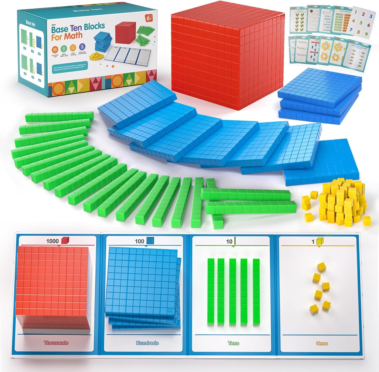 Plastic Base Ten Blocks 143 pcs Place Value Blocks Kindergarten Cubes ...