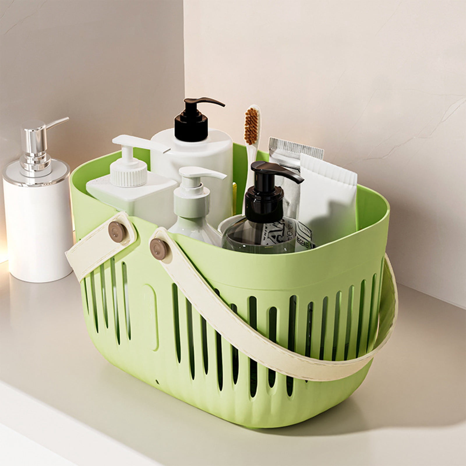 Plastic Bath Basket with Wet & Dry Separation | 10×7.67×6.29in Shower ...