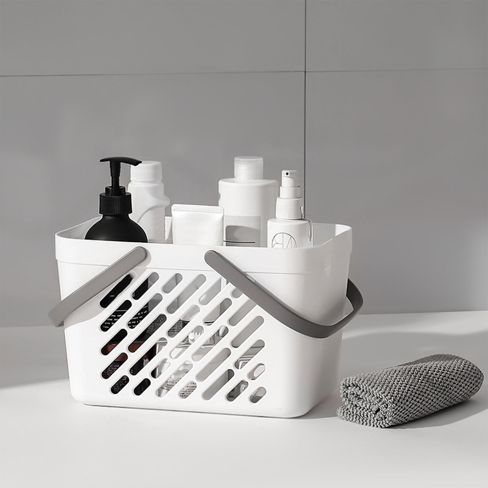 Plastic Bath Storage Basket with Hand Hold Drainage Holes 11 x 7 x 6.5 ...