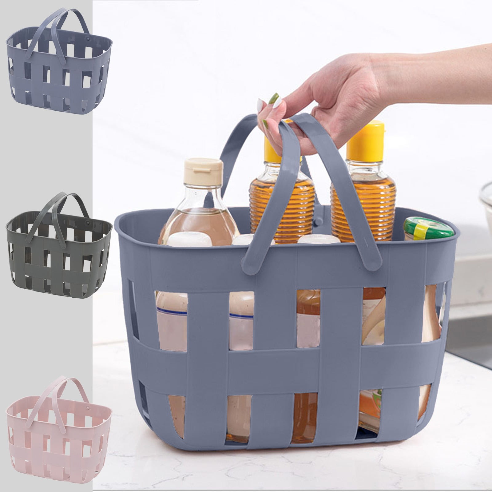 Plastic Bathroom Handheld Storage Basket, Waterproof Mesh Design, 12oz ...