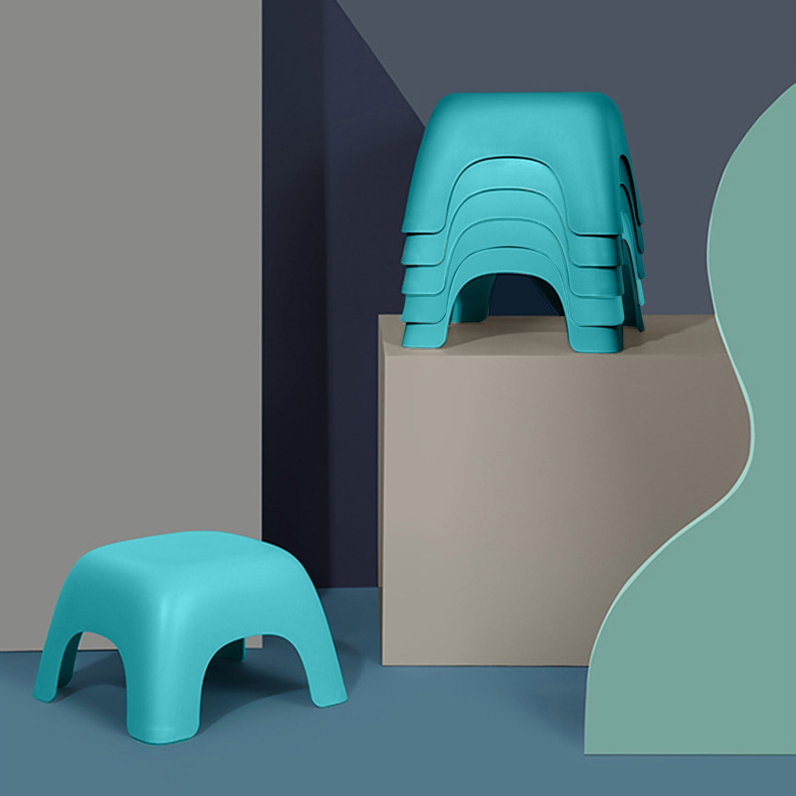 Plastic Bathroom Stool with Non-Slip Base - 9.84x9.84in Low Step Stool ...