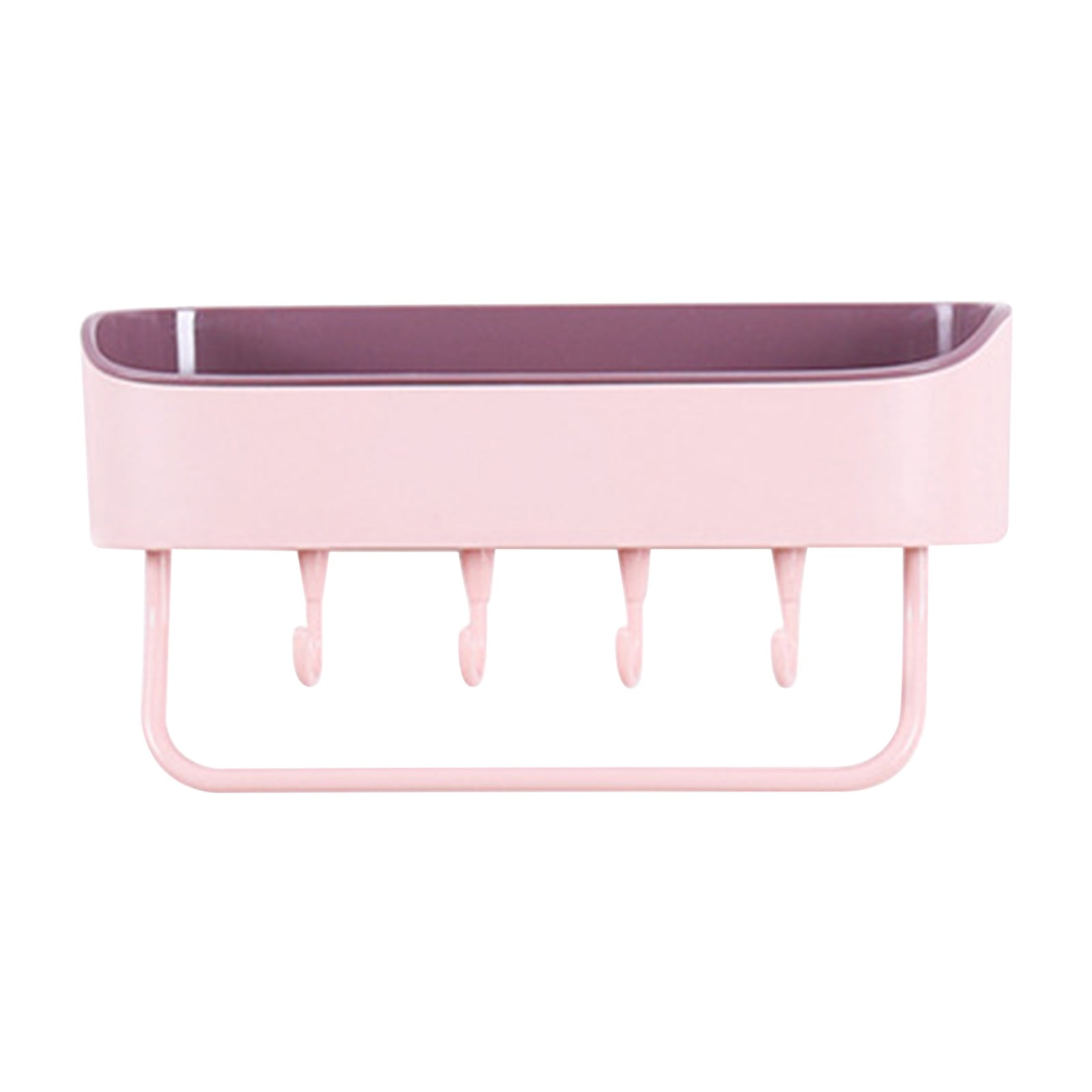 Plastic Bathroom Suction Cup Shelf with Hooks | 10.8x4.2x2.6in Storage ...