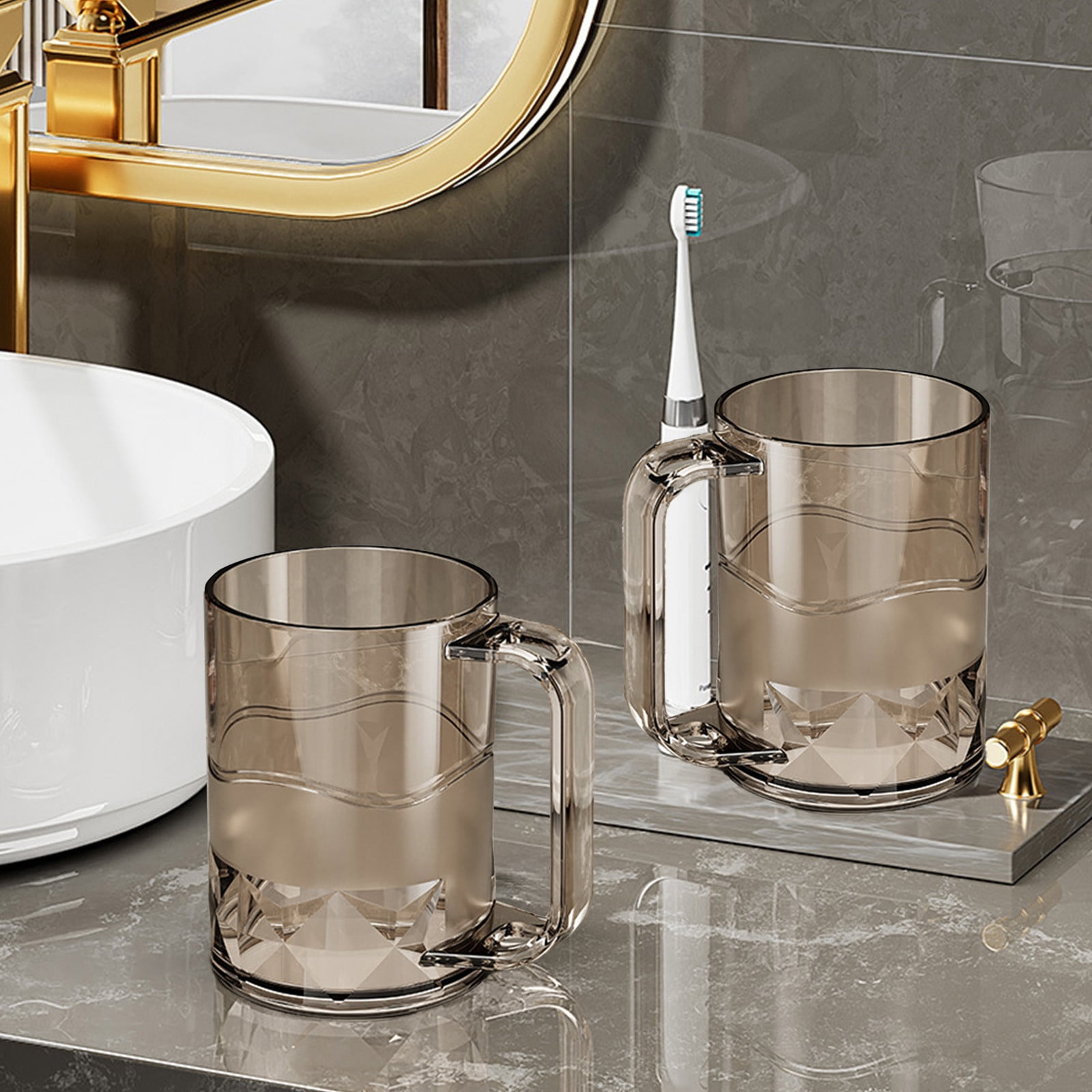 Plastic Bathroom Toothbrush Cups, Reusable Mouthwash Drinking Glasses ...