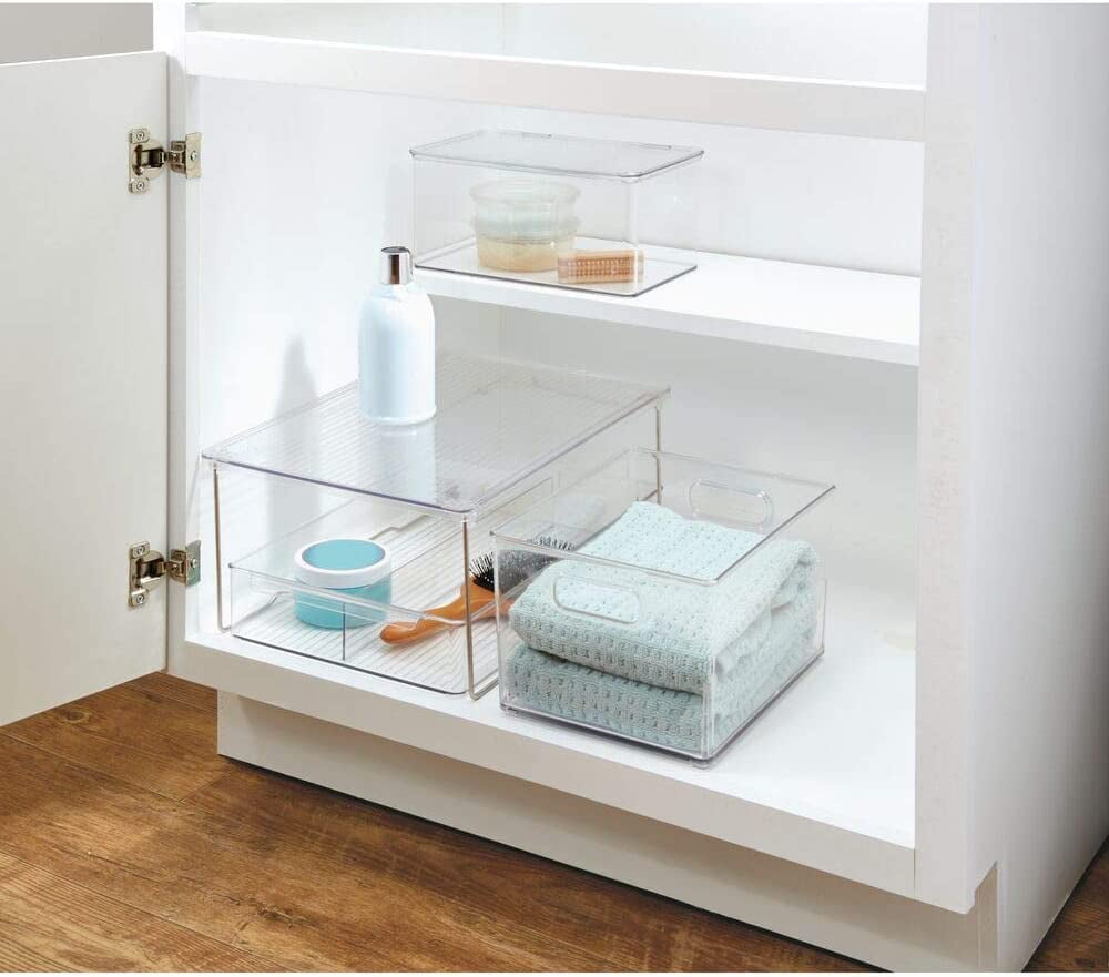 Plastic Bathroom Vanity Bin with Lid, Organizer Box, , .25" x 10.75" x ...