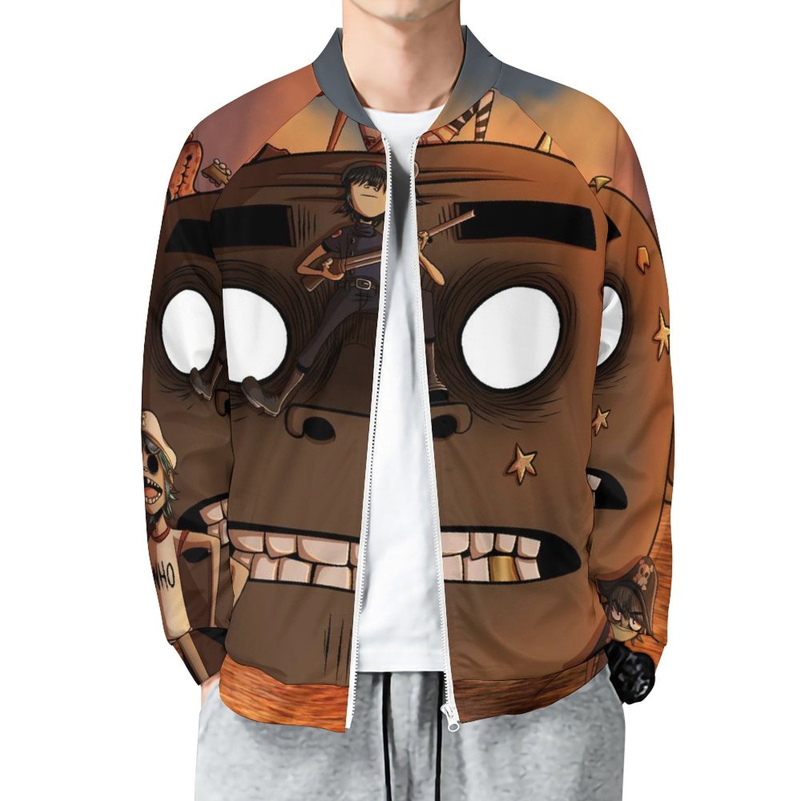 Plastic Beach Gorillaz Fashion Jacket Mens Windbreaker Coat Lightweight ...