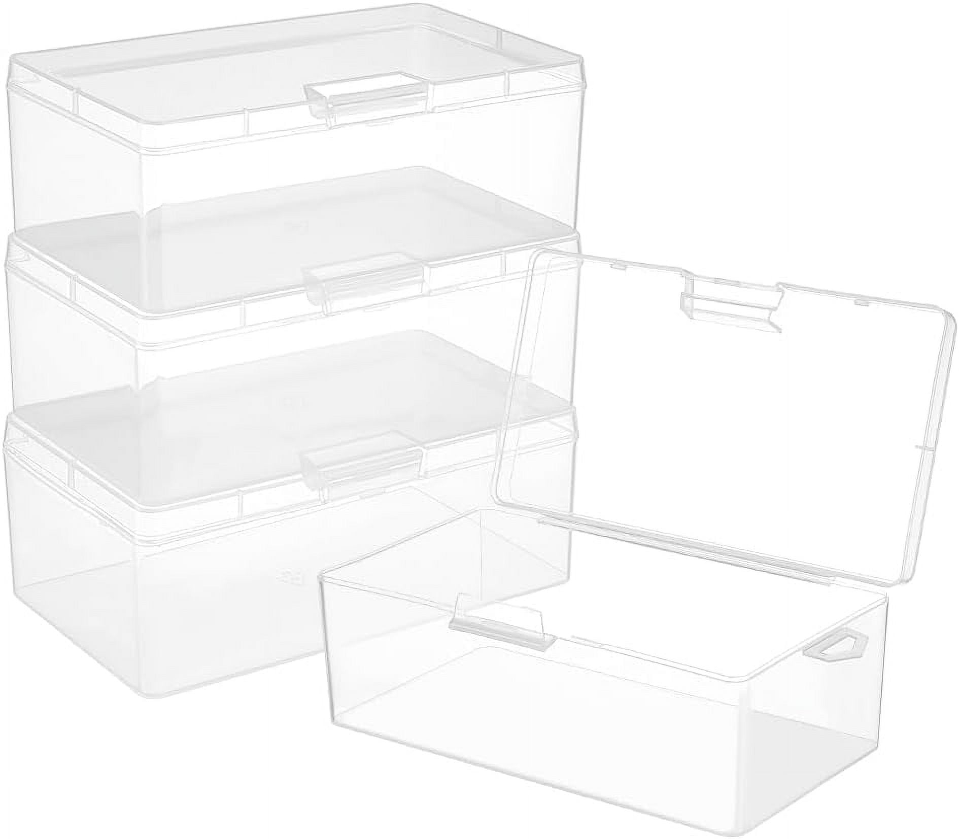 Plastic Bead Containers with Hinged Lid Rectangle Clear 16x9.05x6.05cm ...