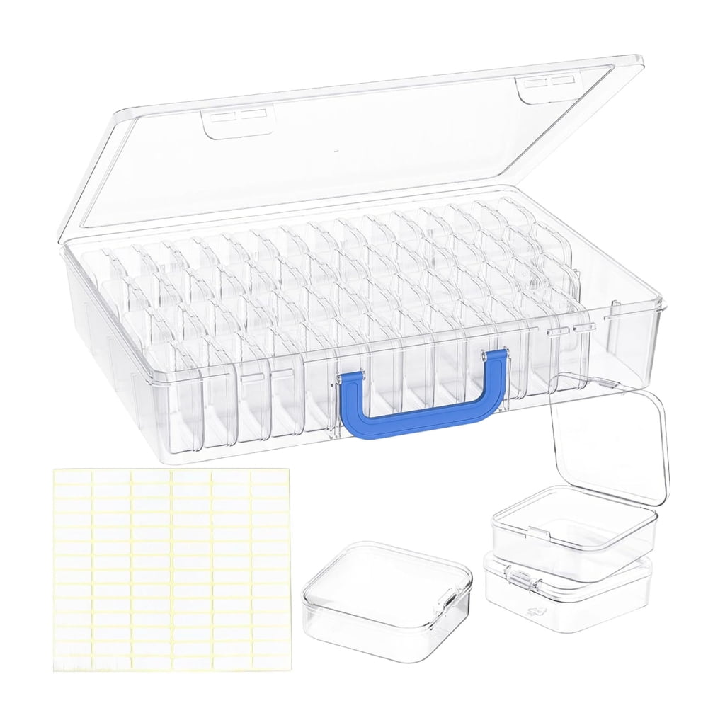 Plastic Bead Organizers 60 Container with Hinged Lid Labels Office Home ...