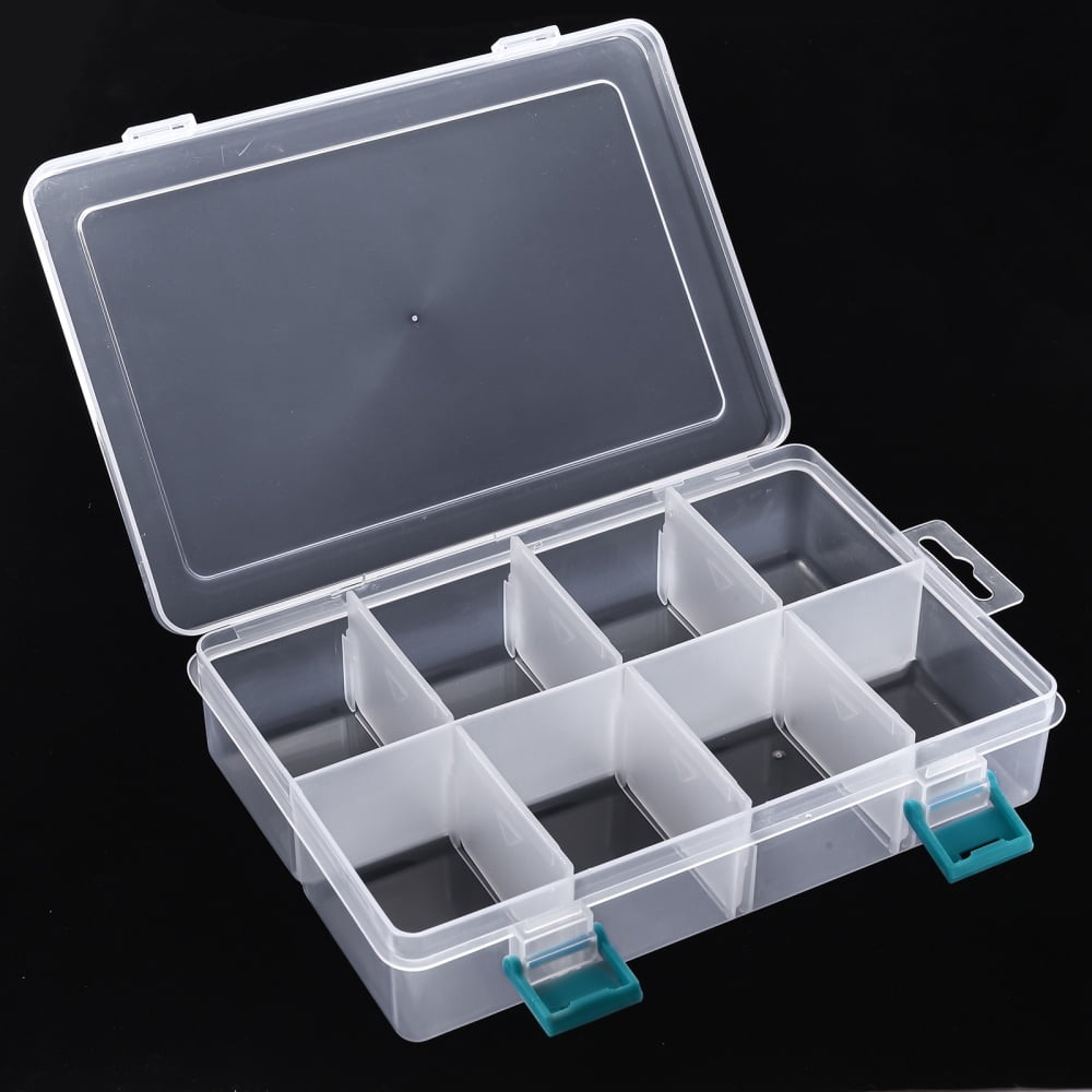 Plastic Bead Storage Container Adjustable Dividers Box Removable 8 ...