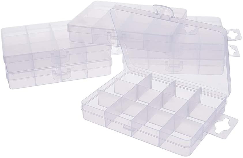 Plastic Bead Storage Containers Stationary 12 Compartments Rectangle ...