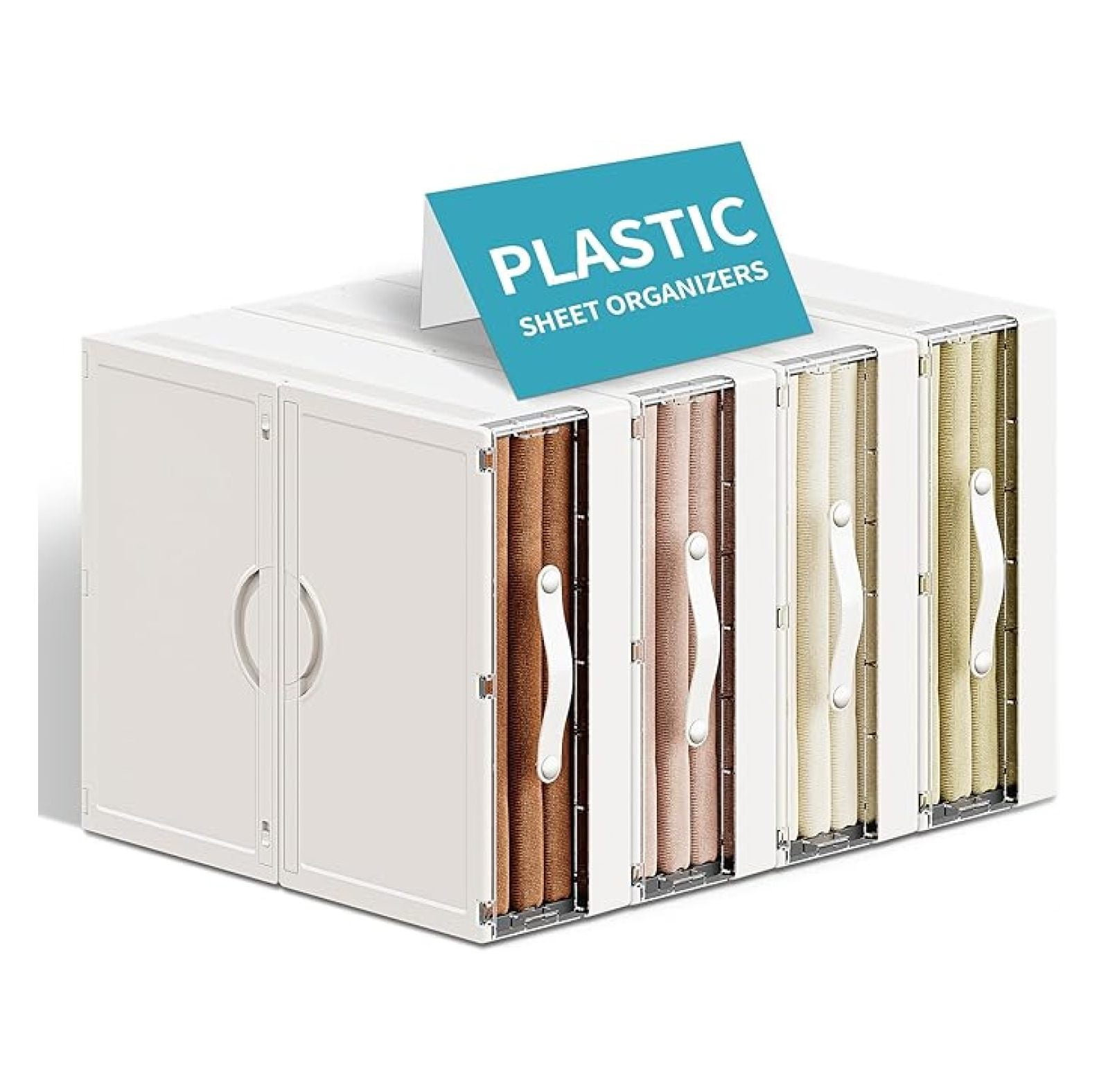 Plastic Bed Sheet Organizers and Storage 4 Pack Sheet Set Storage ...