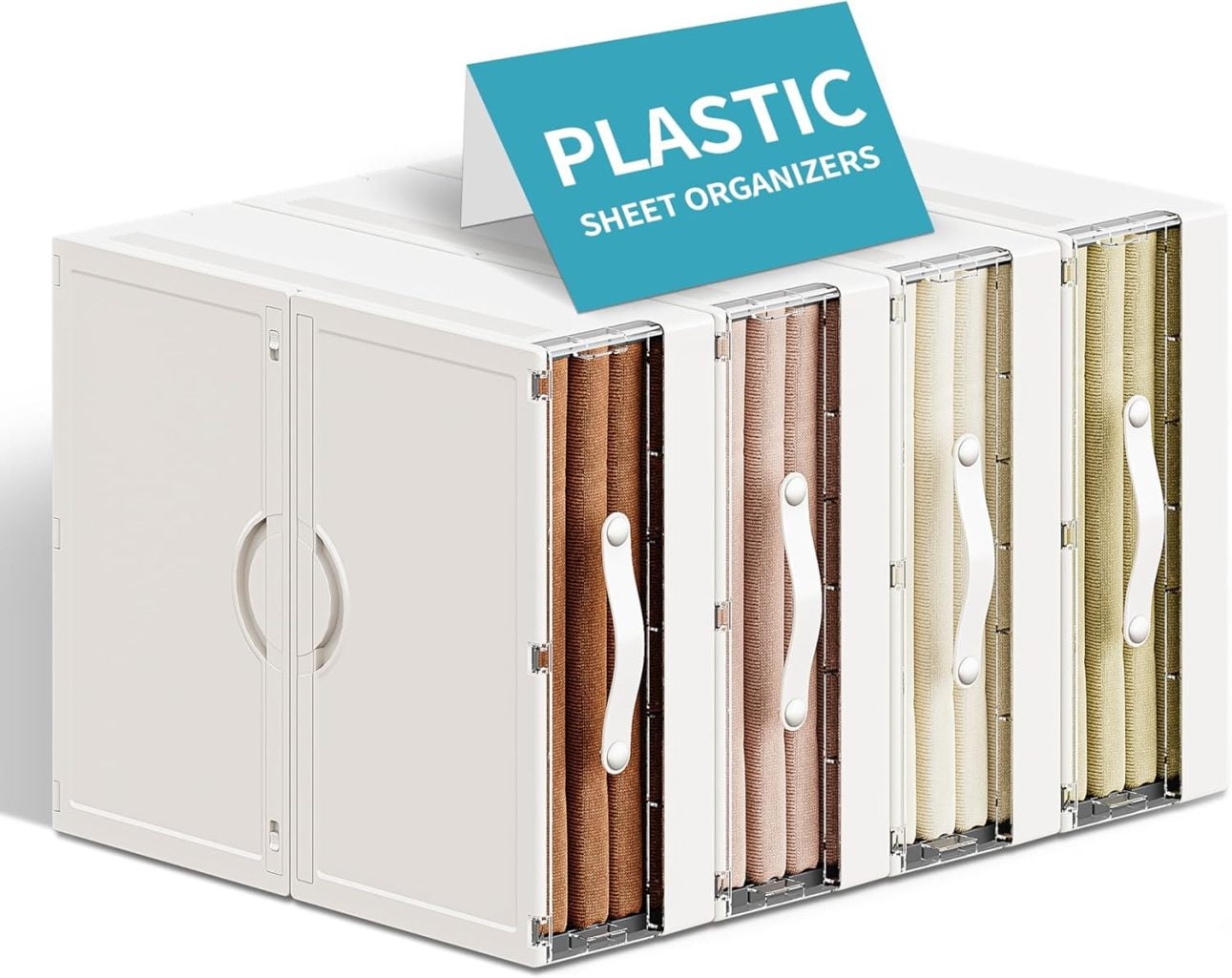Plastic Bed Sheet Organizers and Storage 4 Pack Sheet Set Storage ...