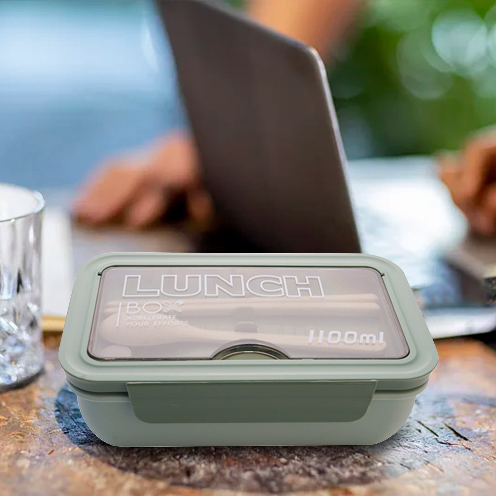 Plastic Bento Compartment Sealed Portable Lunch Box Student And ...