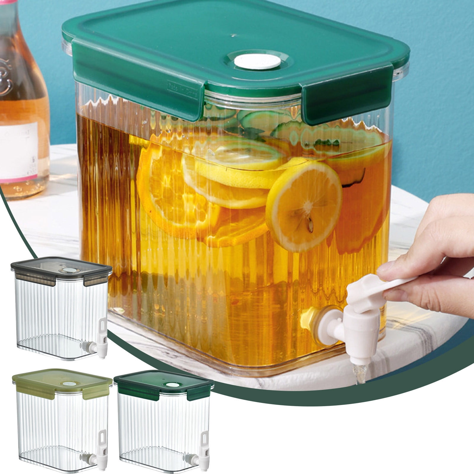 Plastic Beverage Dispenser with Tap 3.5L Large Capacity Drink Container ...