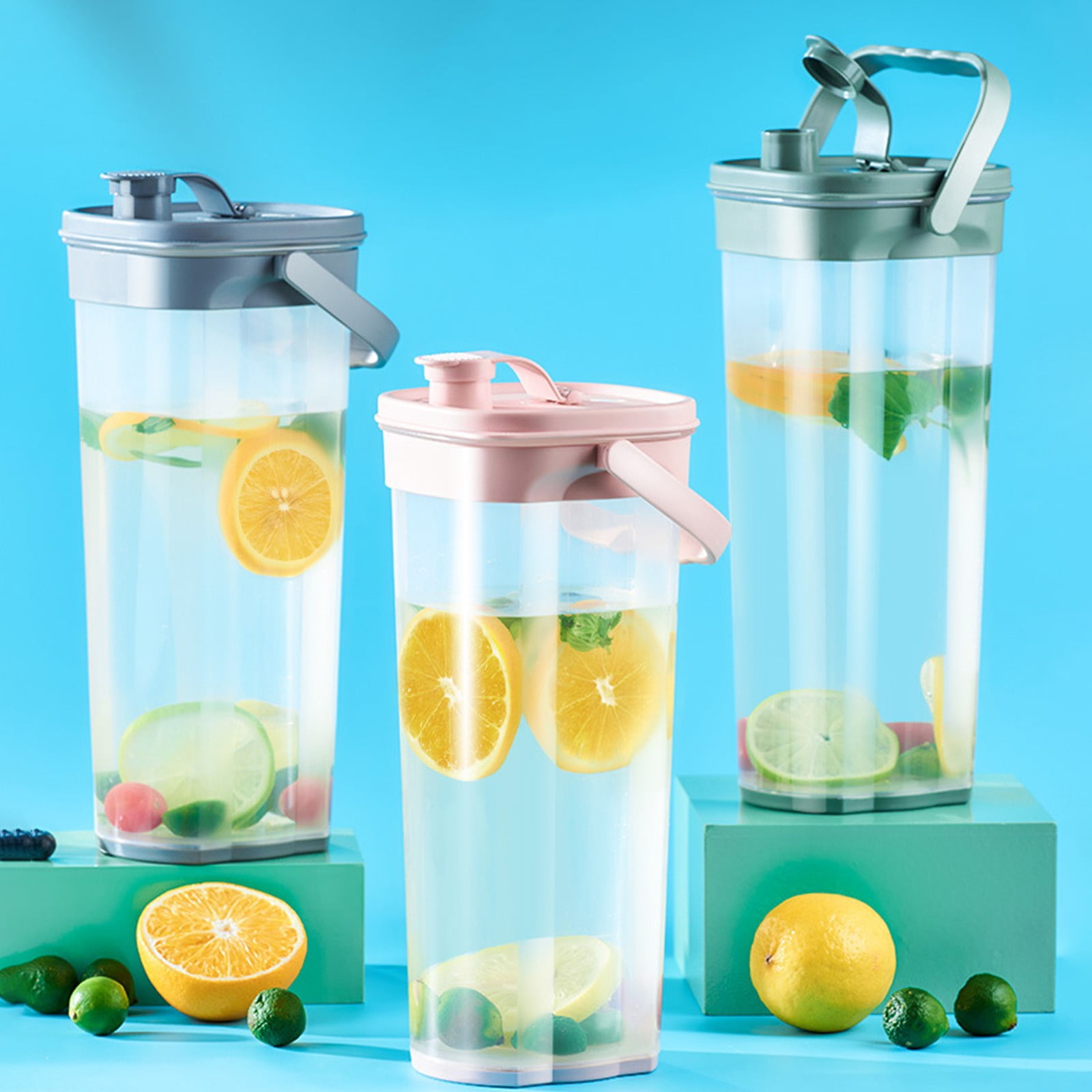 Plastic Beverage Pitcher 2 Liter | Wide Mouth Cold Drink Dispenser ...