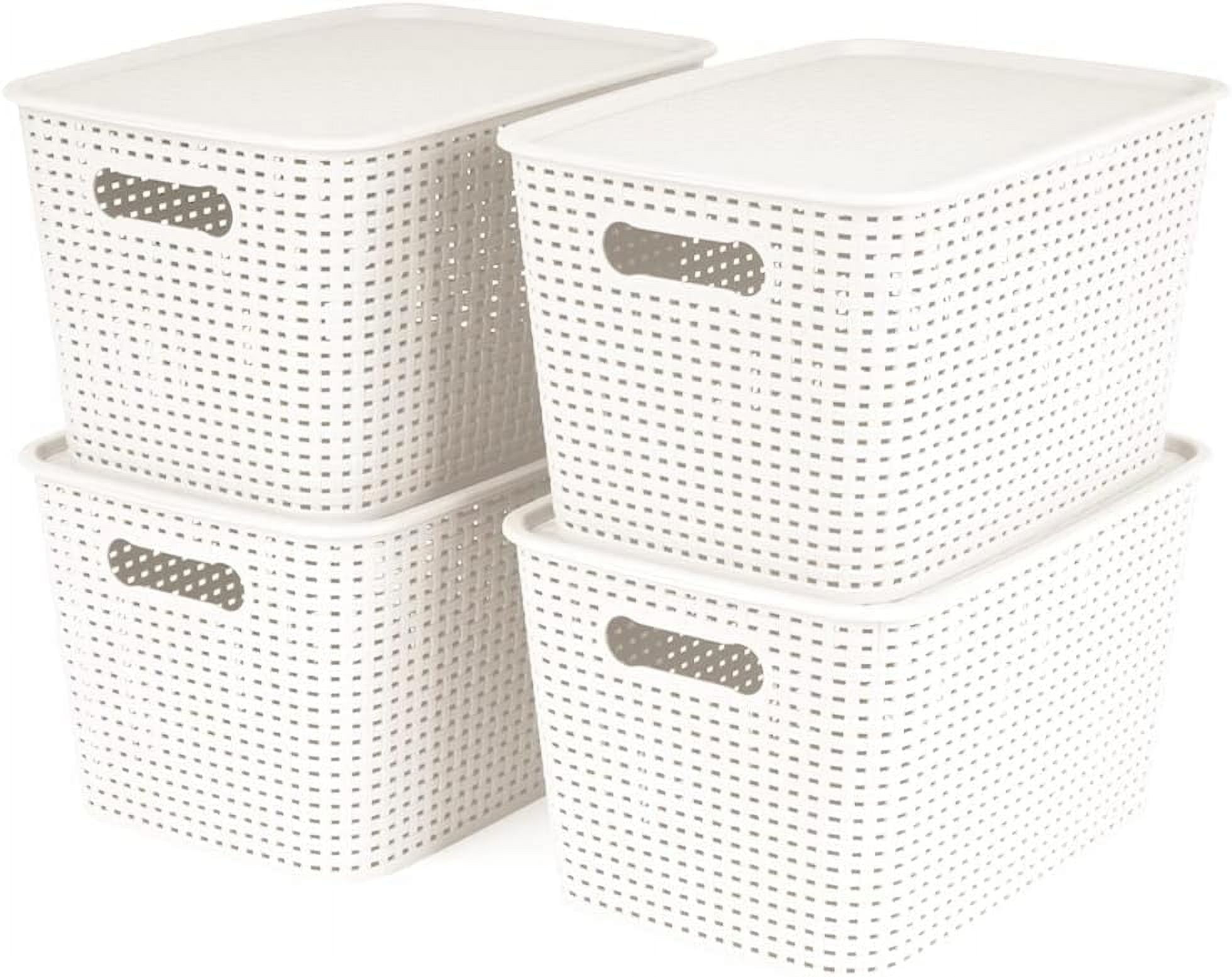 Plastic Bins Large Storage with Lids | Korean Organizer Bin Basket Set ...
