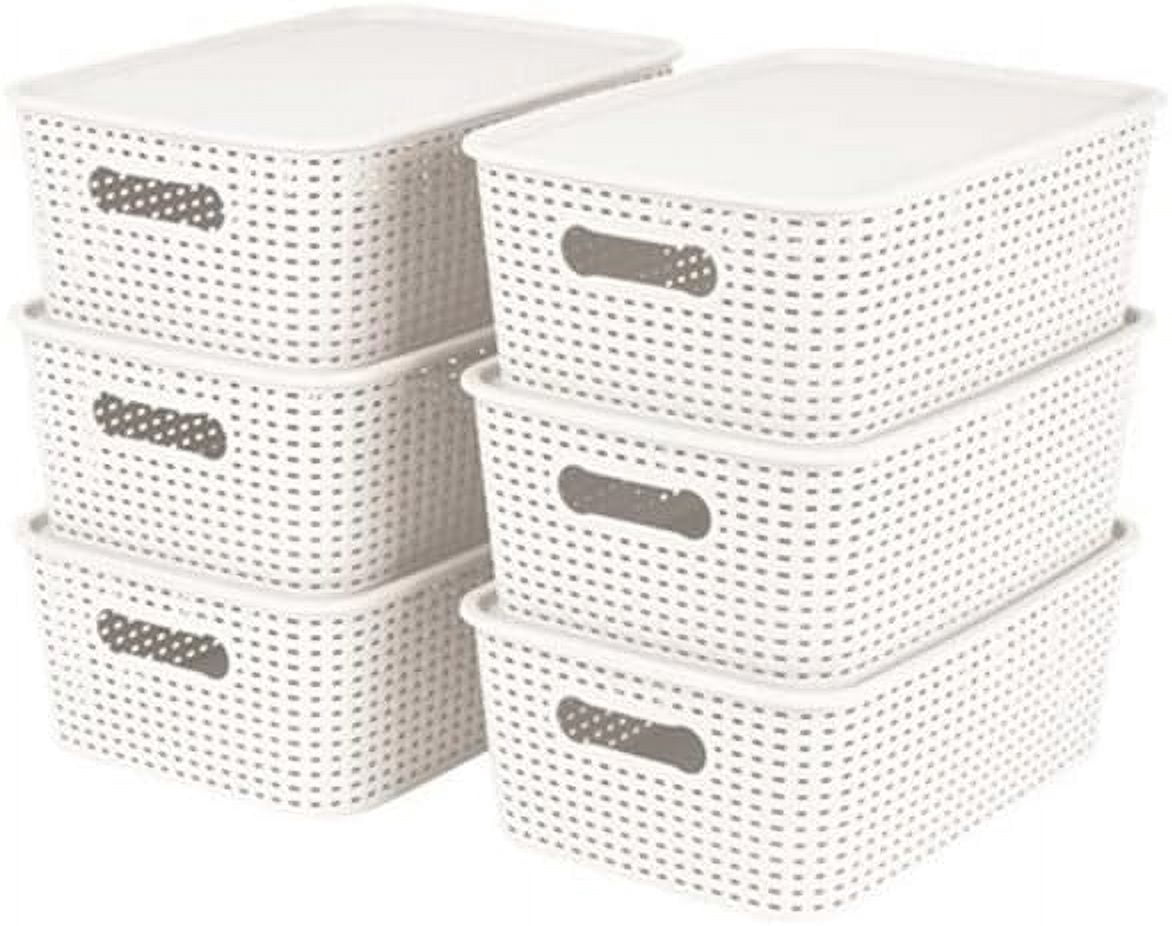 Plastic Bins Large Storage with Lids | Korean Organizer Bin Basket Set ...