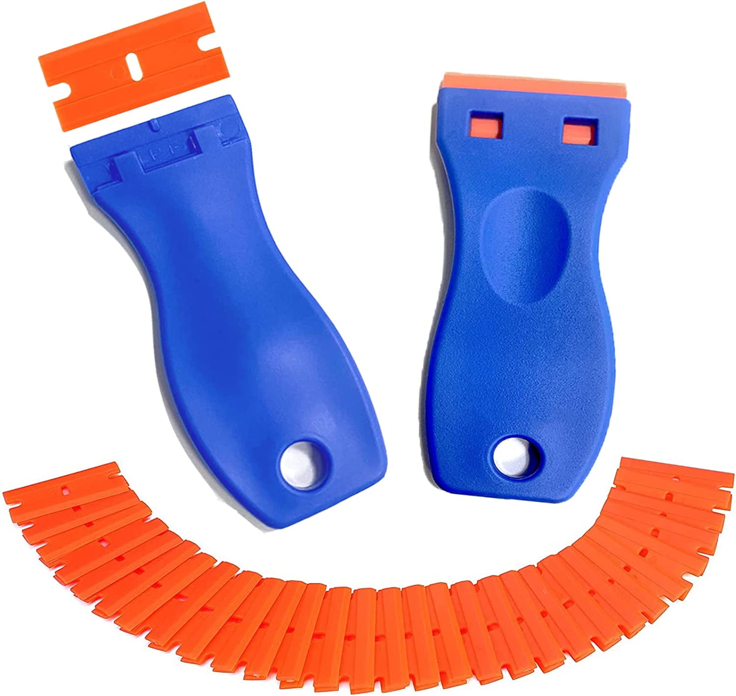 Plastic Blade Scraper, 2PCS Razor Scraper Tool 50PCS Double Edged ...